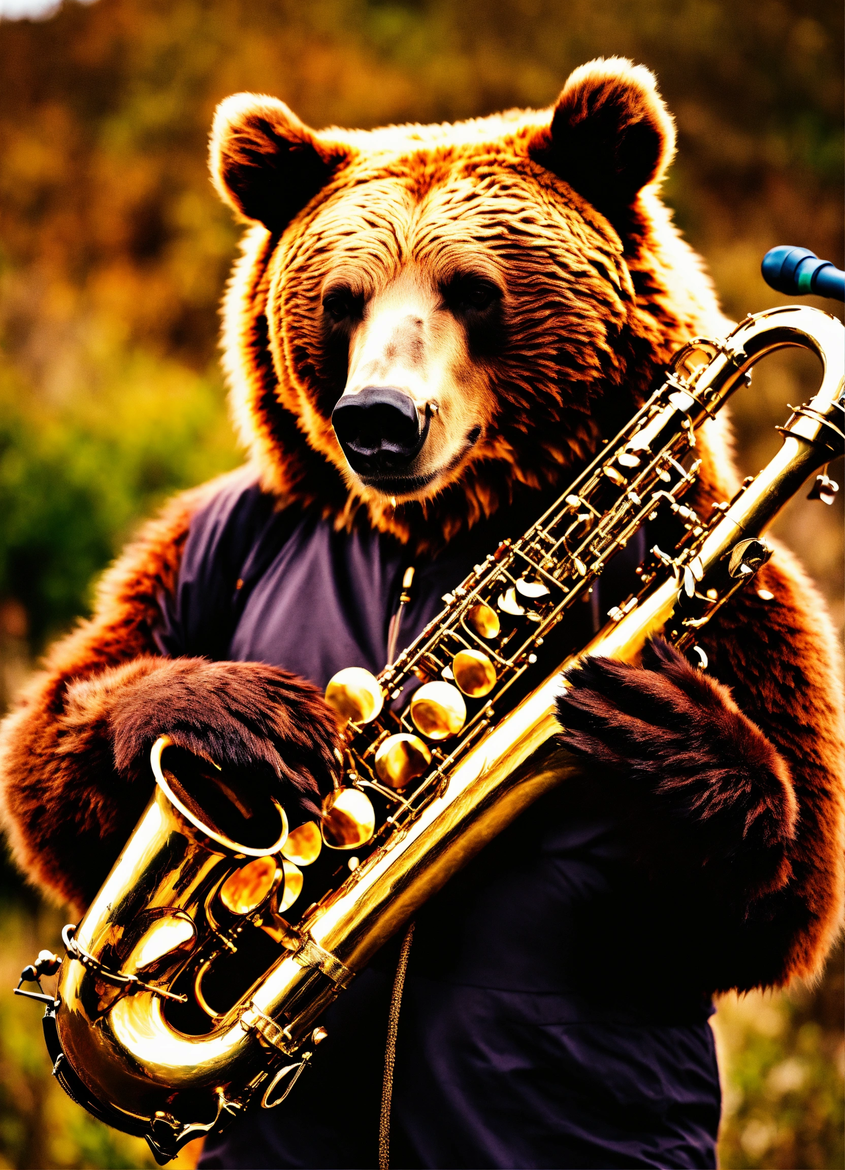 Lexica - Grizzly bear holding saxophone, best quality, real picture ...