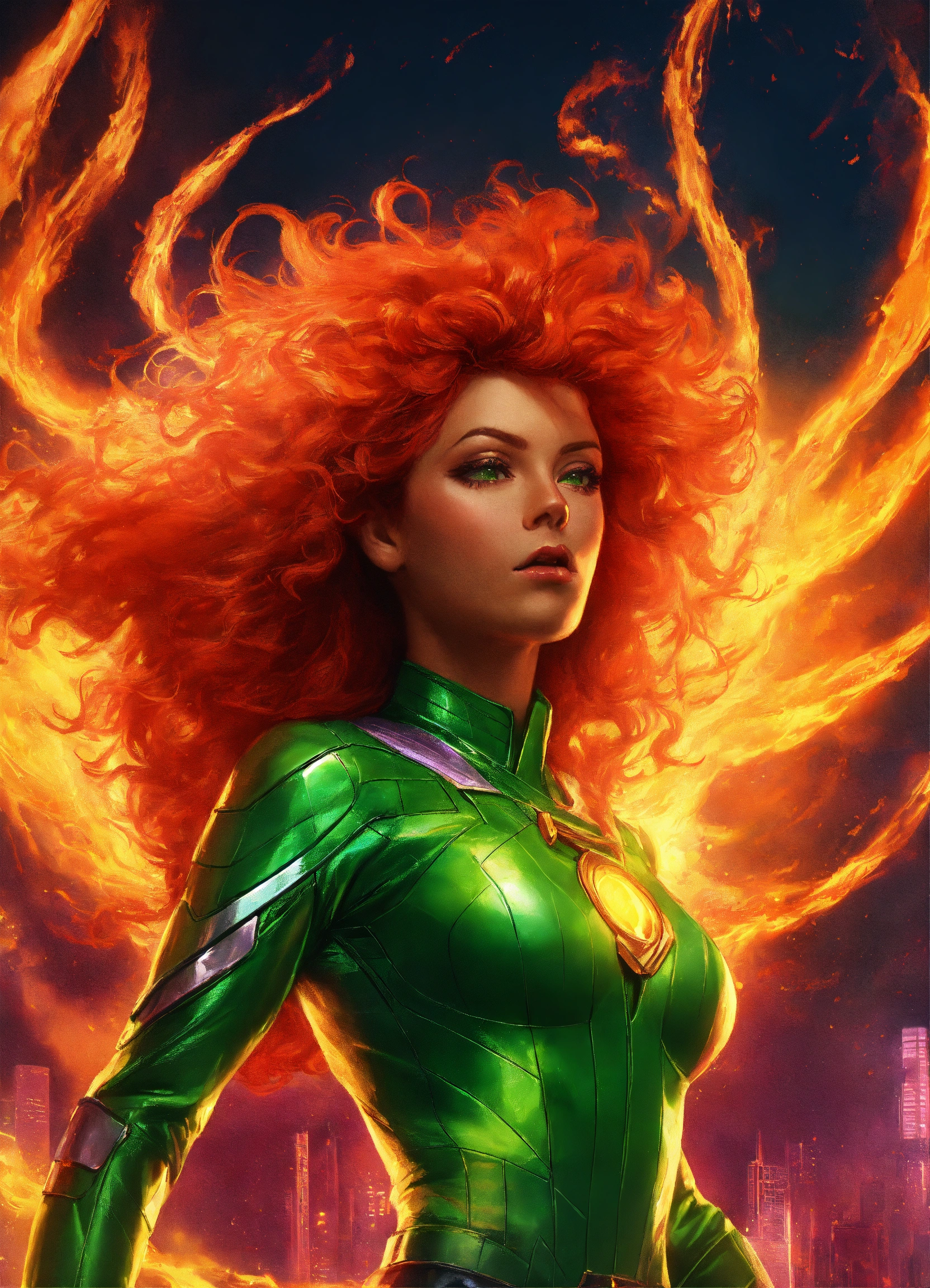 Lexica - "Starfire covered in green energy", superpowers, dramatic ...