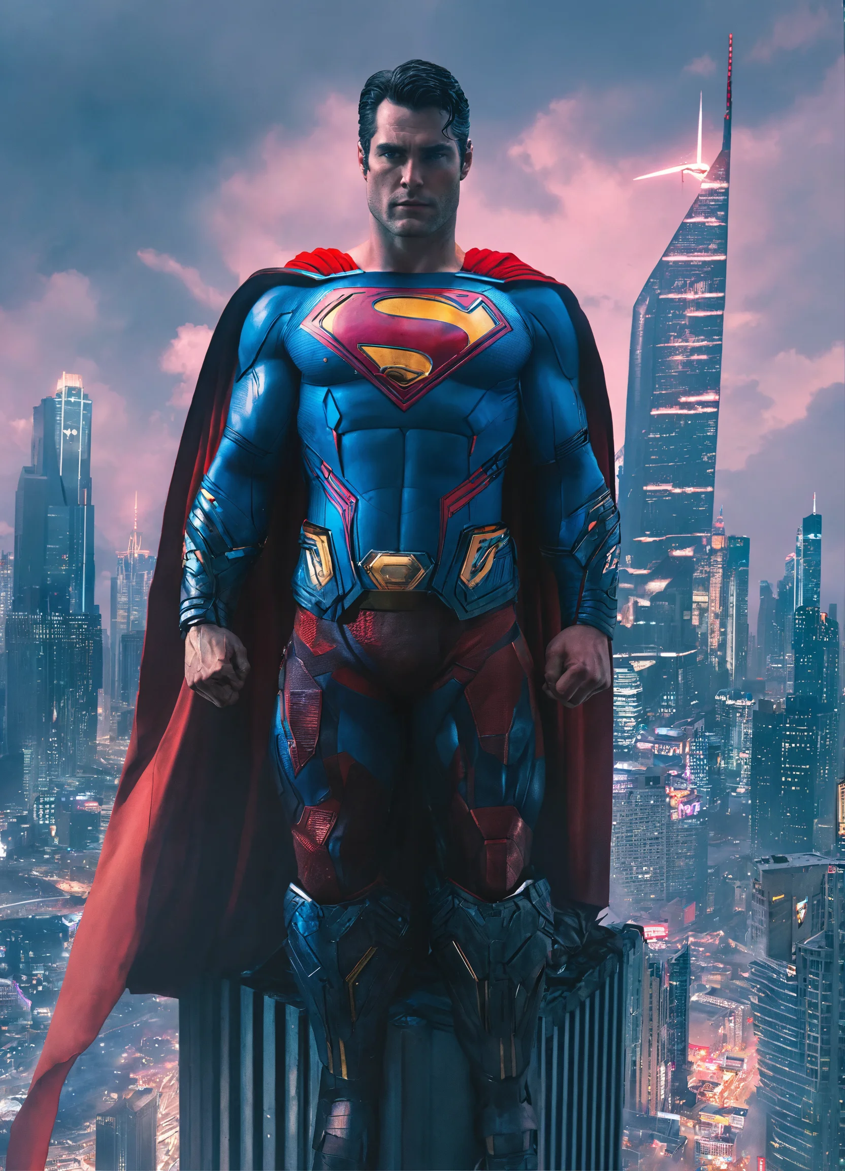 Lexica - A cool picture of a superman fused or joined together with ...