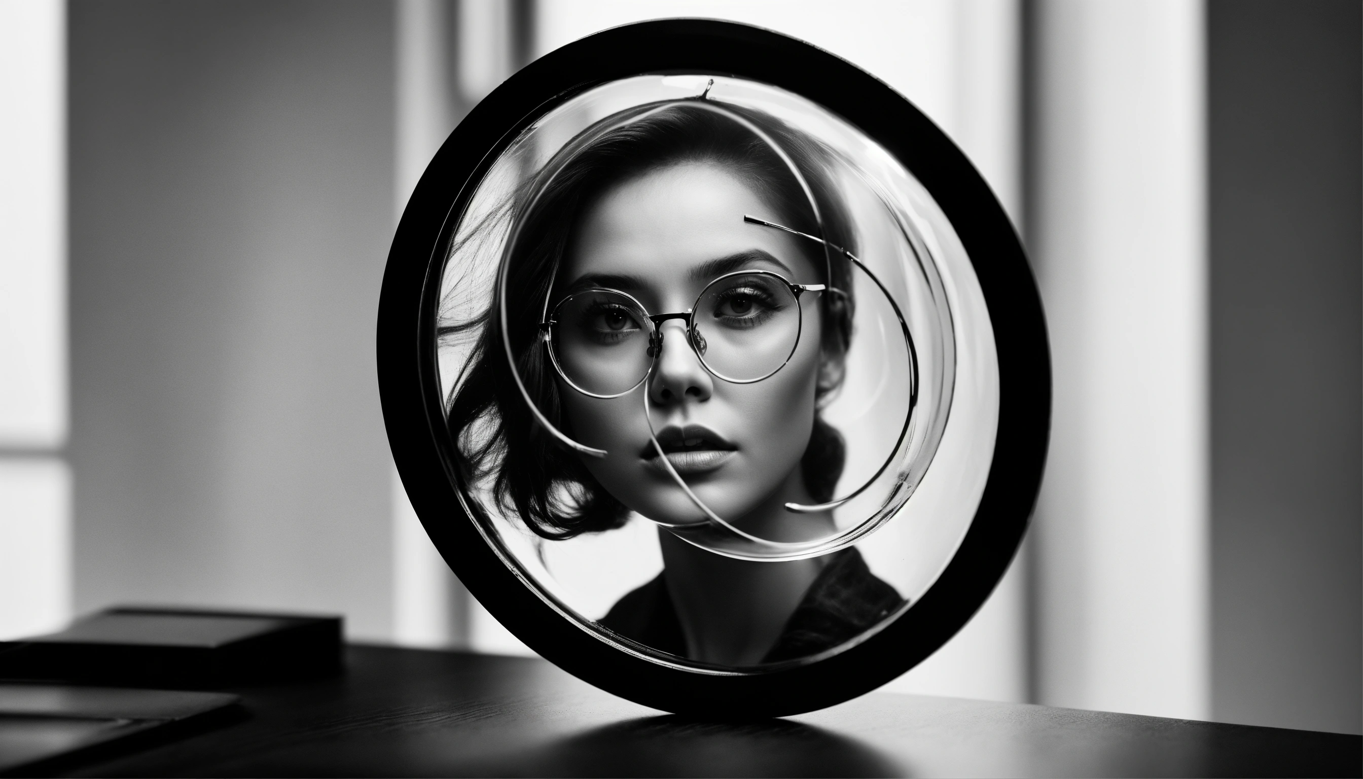 Lexica - Art Women glasses, clear looking through a transparent glass ...