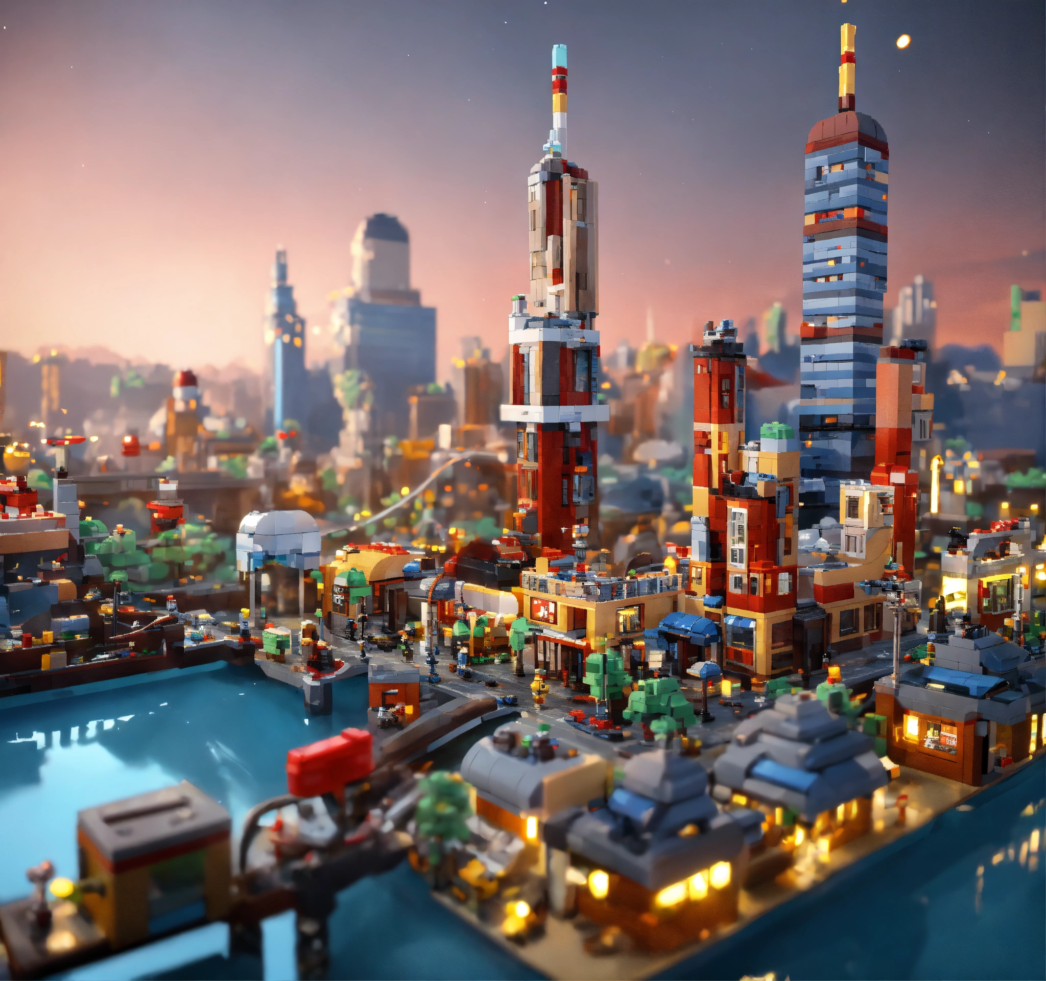 Lexica - A cute retrofuturistic lego city, Unreal Engine, Low Poly