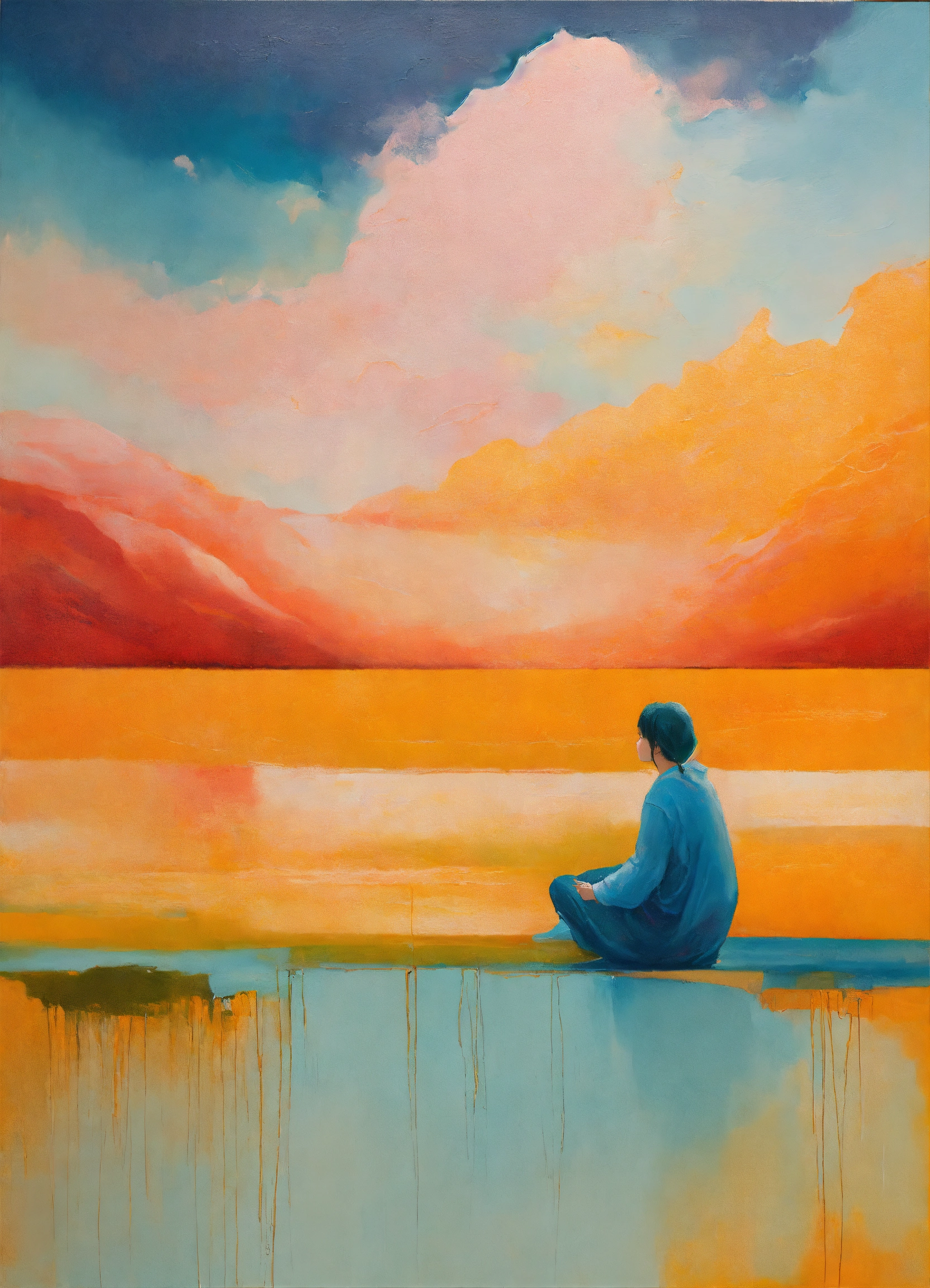 Lexica - Abstract and minimalist oil painting of self discovery with ...
