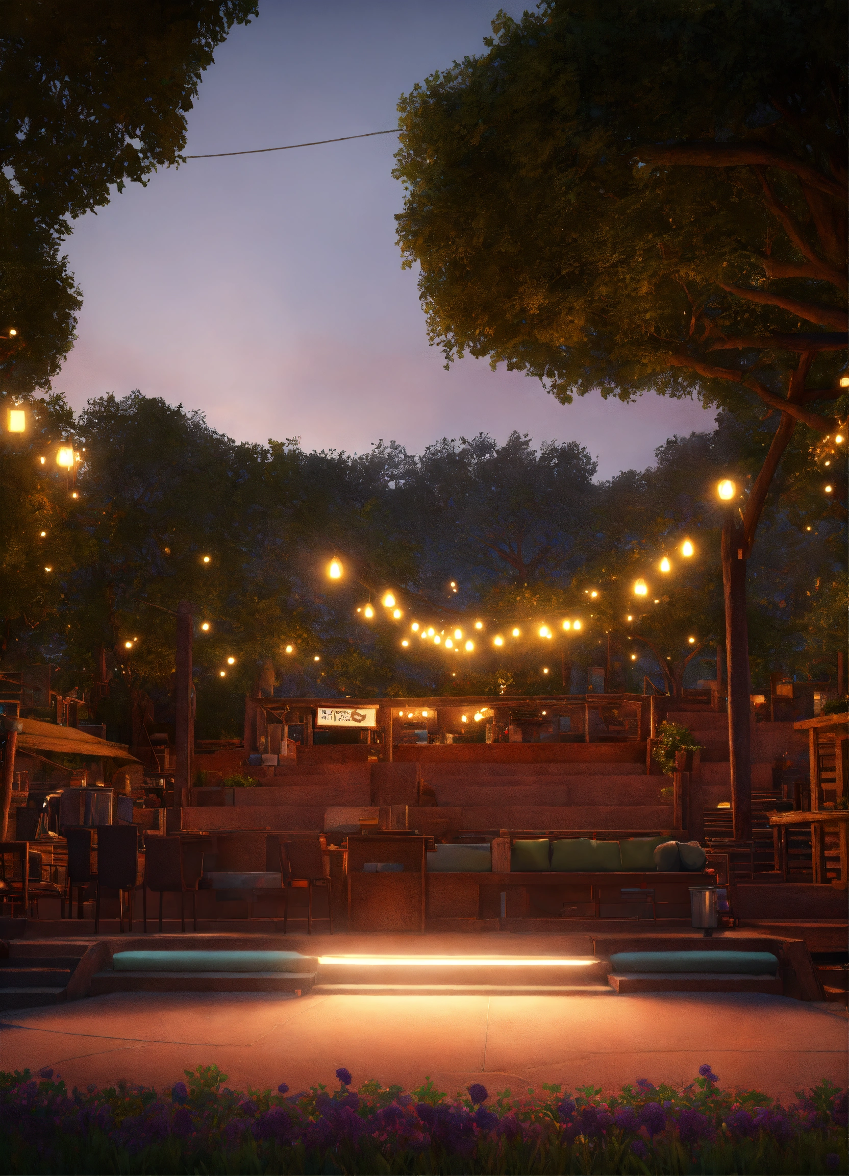 Lexica - Empty outdoor theater, Unreal engine, outdoor garden lighting ...