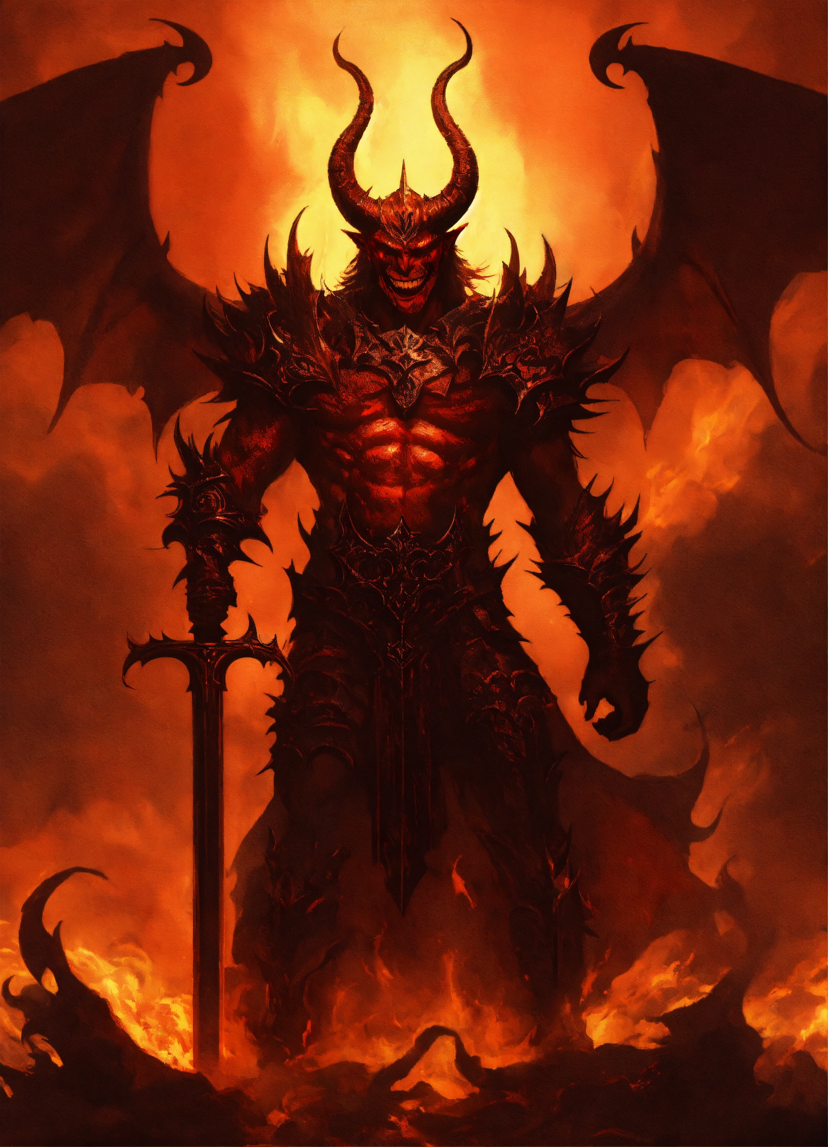 Lexica - Demon kings ruling over hell, sinister smile, evil grin