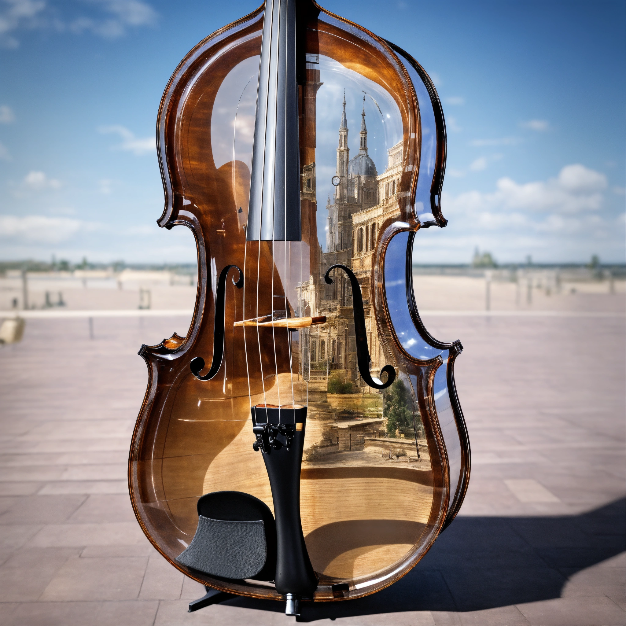 Lexica - A photorealistic closeup view of inside a transparent cello ...