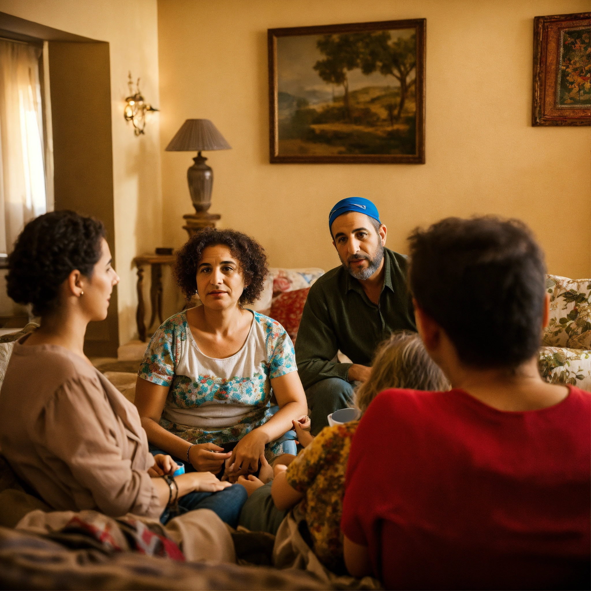 Lexica - ISRAELI family members in the living room, sitting together ...