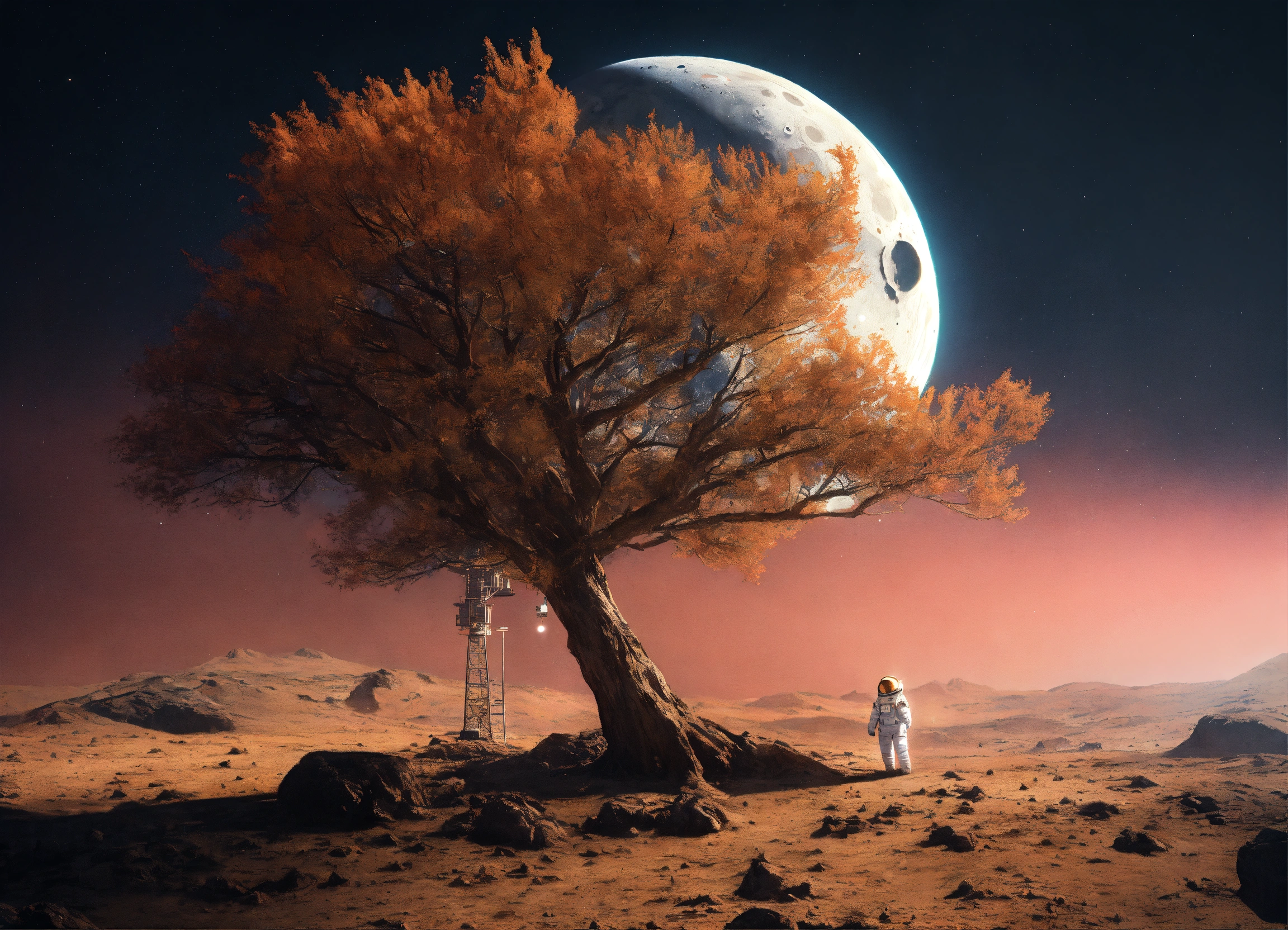 Lexica - An astronaut discovers a tree on the moon