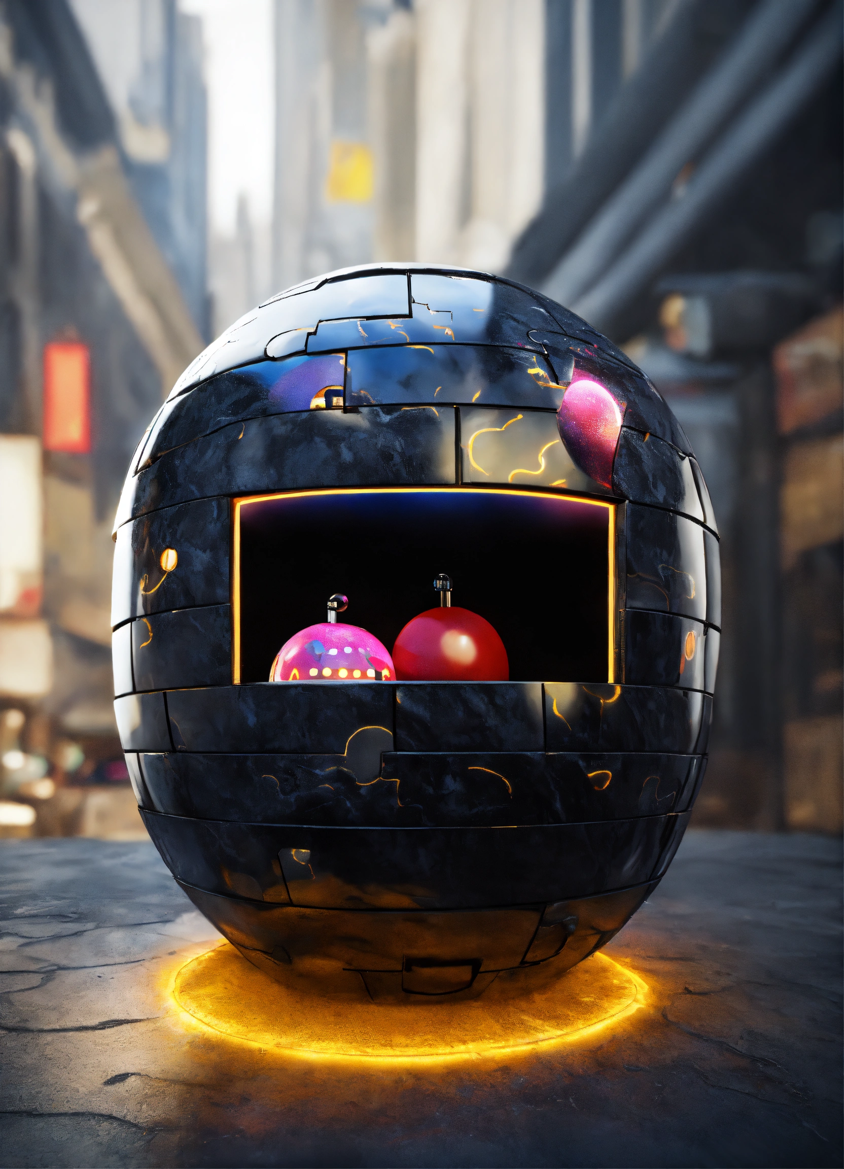 Lexica - Pac Man Marble Grenade concept, made out of black snake clouds ...