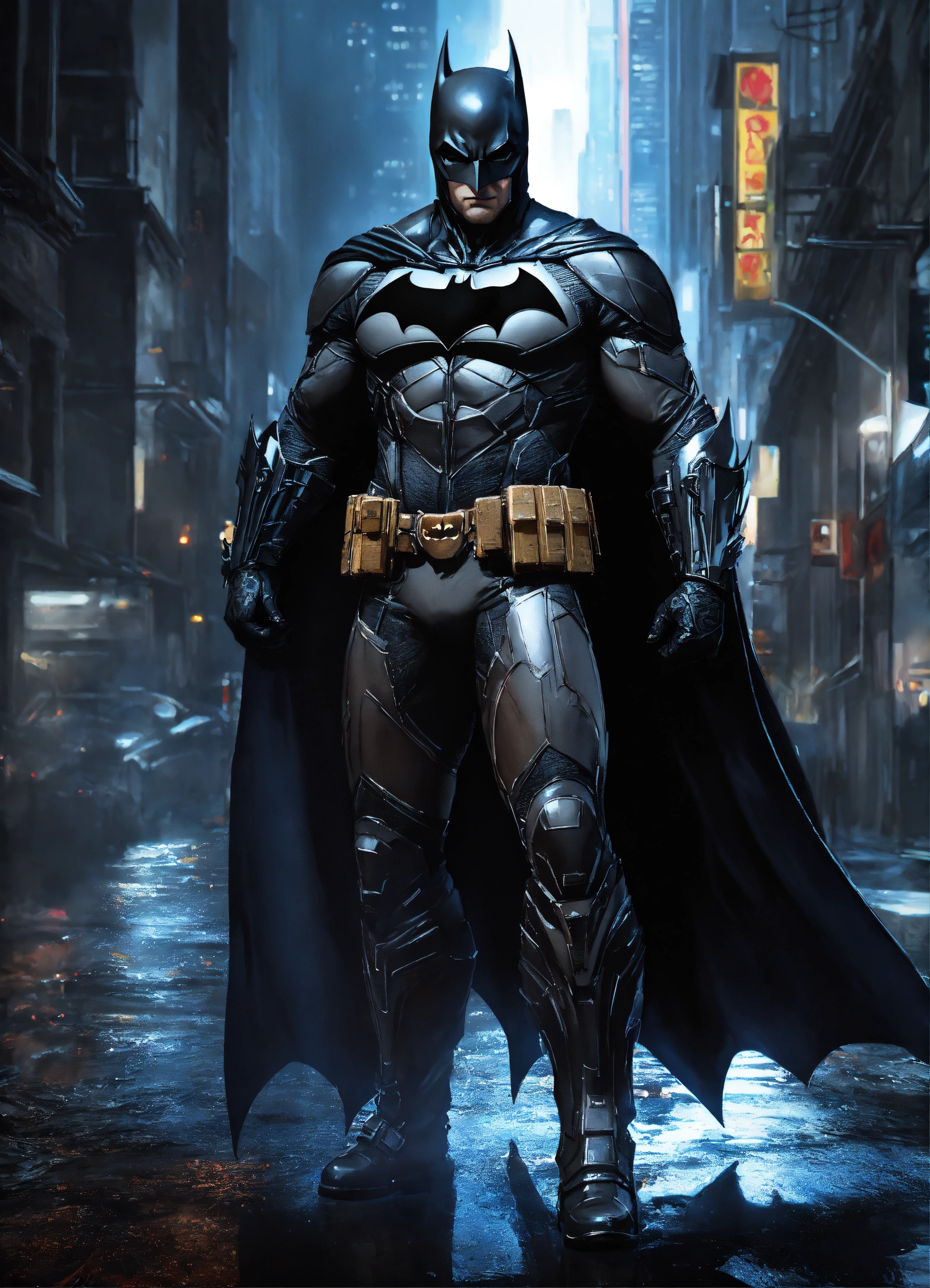 Lexica - Portrait painting of batman with black leather armor, ultra ...