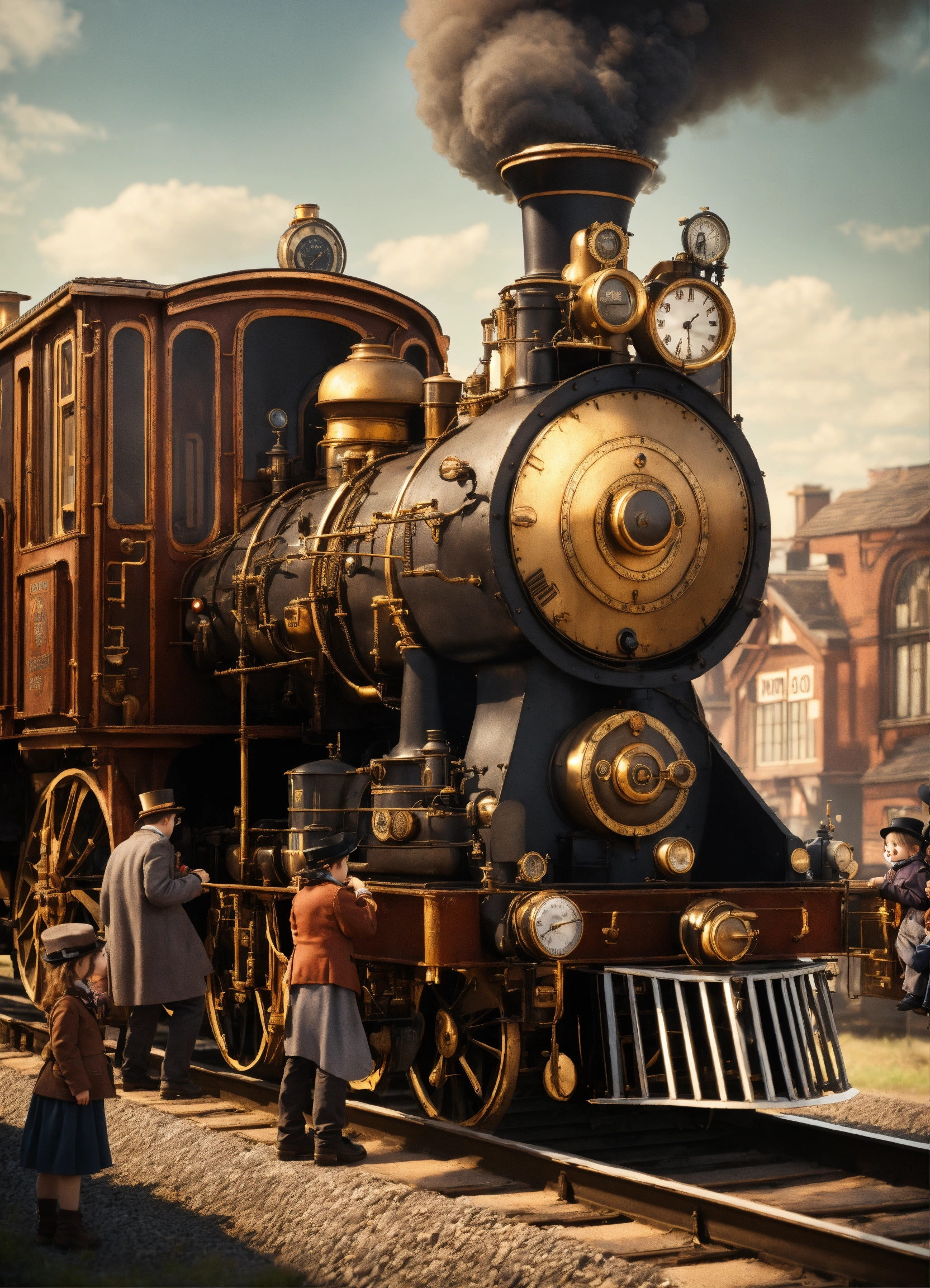 Lexica - A steampunk railway with a family waiting to get on perfect ...