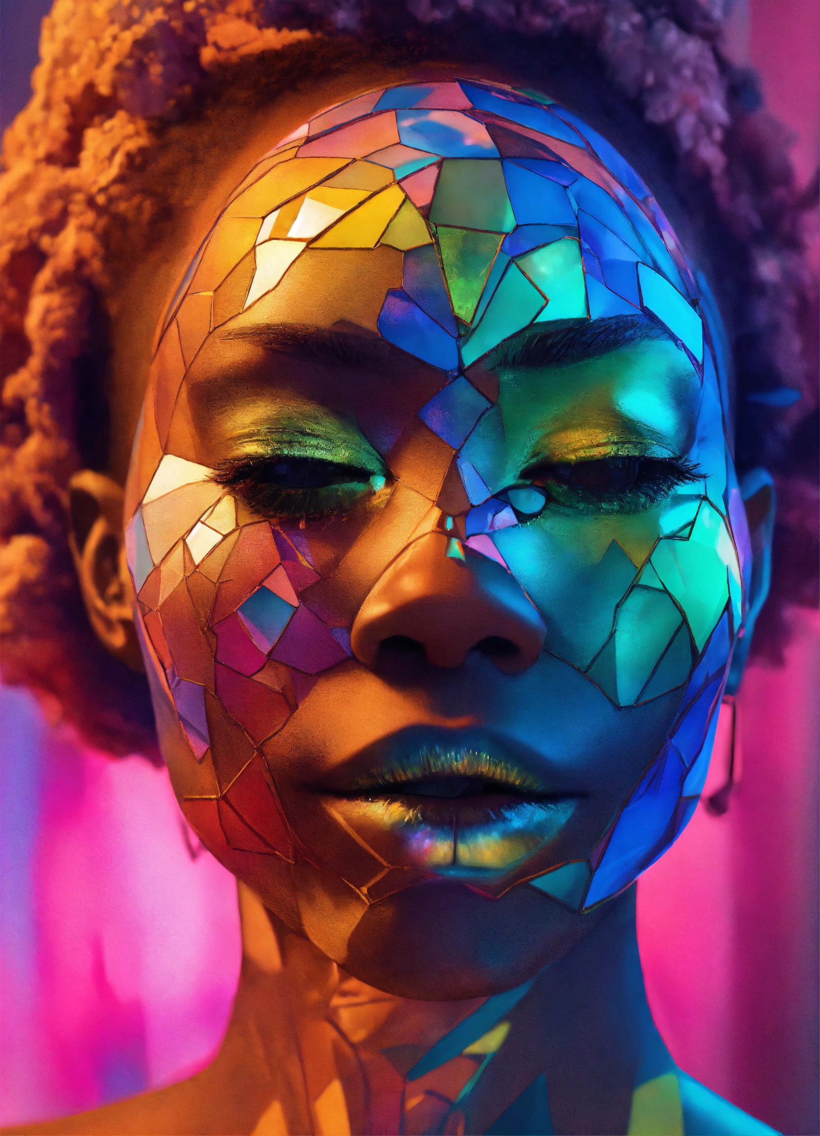 Lexica - Afrocentric woman one eye closed and one eye closed serene ...