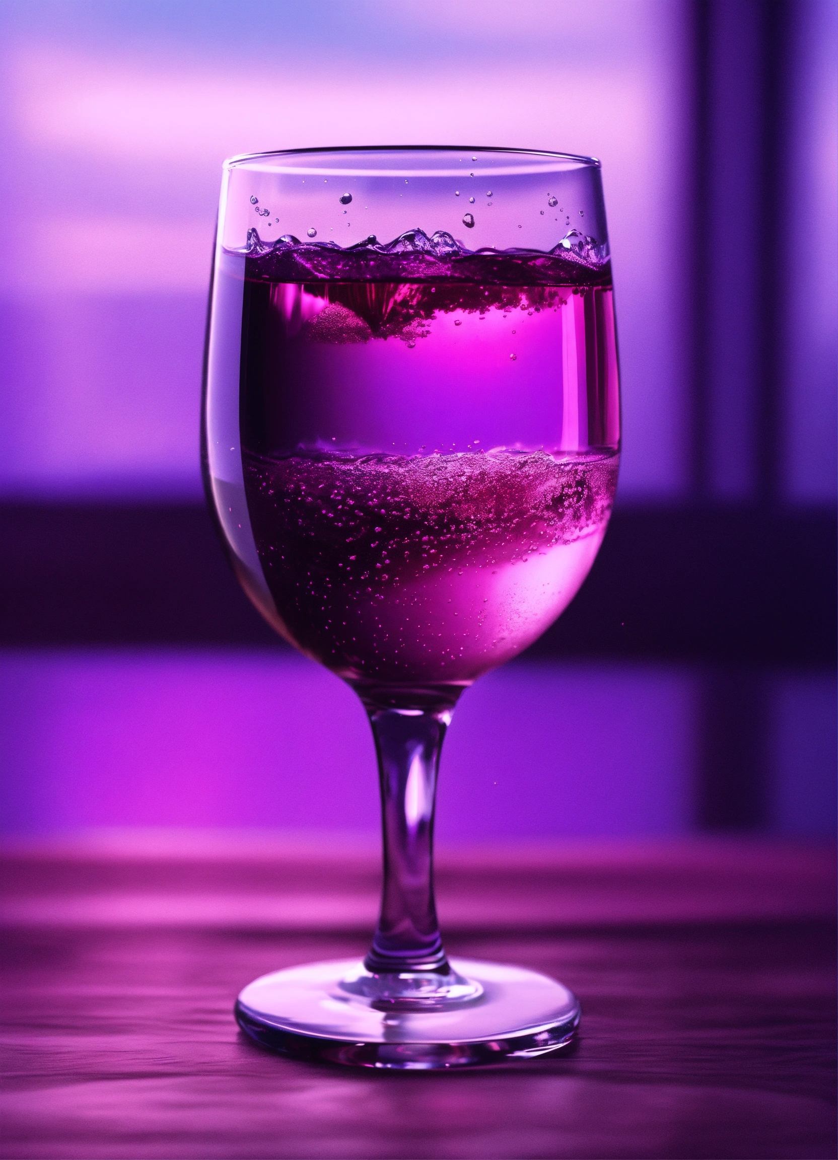 Lexica - Hyper-realistic 3D image of purple water inside a glass