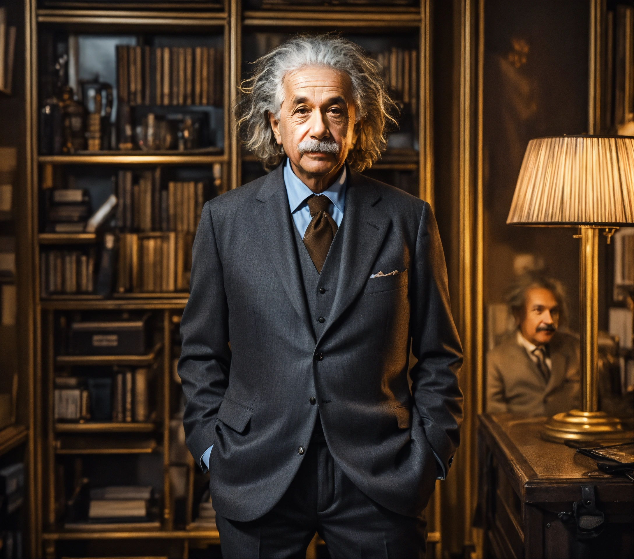 Lexica - Albert einstein mid 40s wearing a modern suit posing for ...
