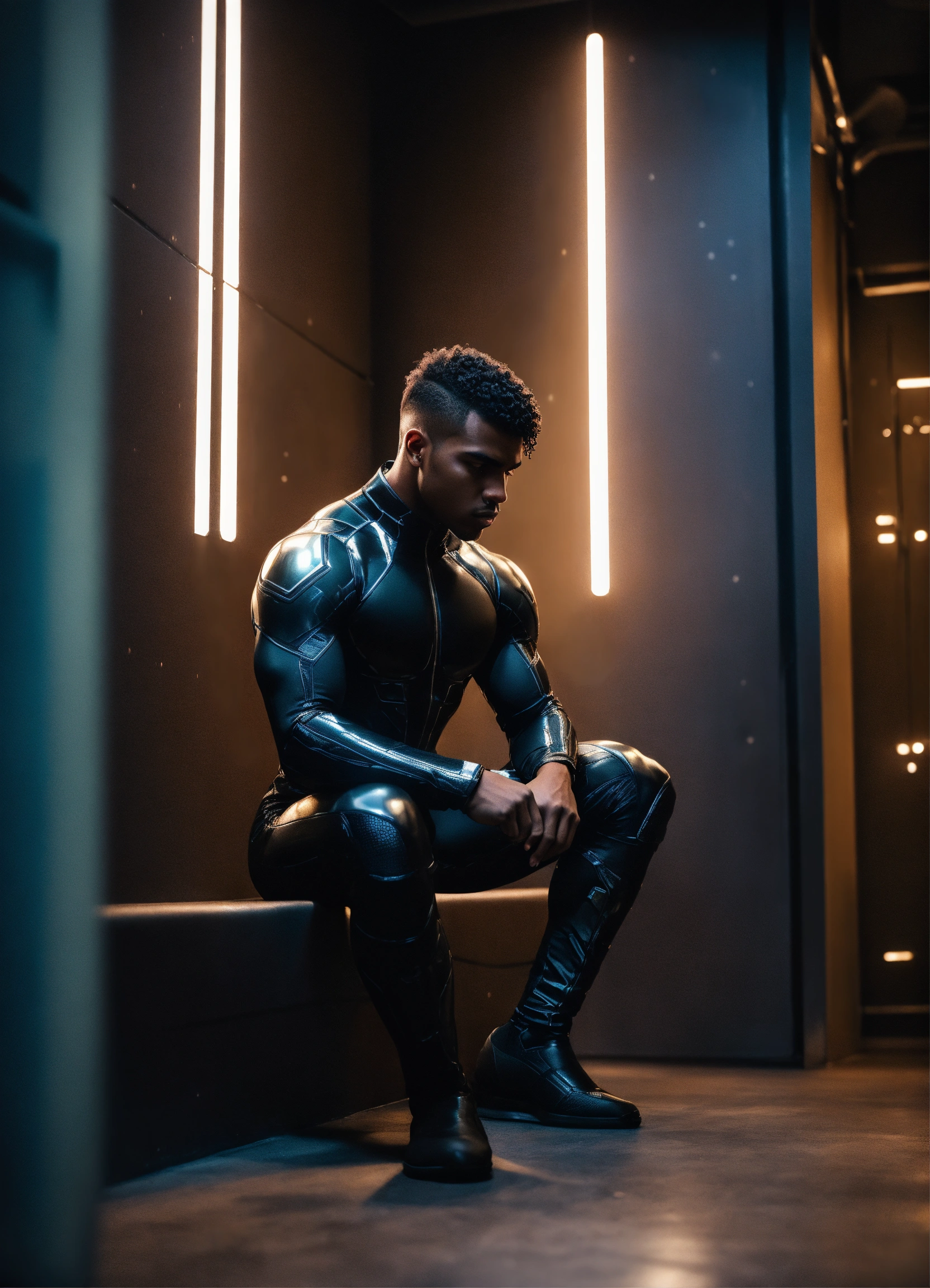 Lexica - A realistic dark photo of a strong muscular Dominican light ...