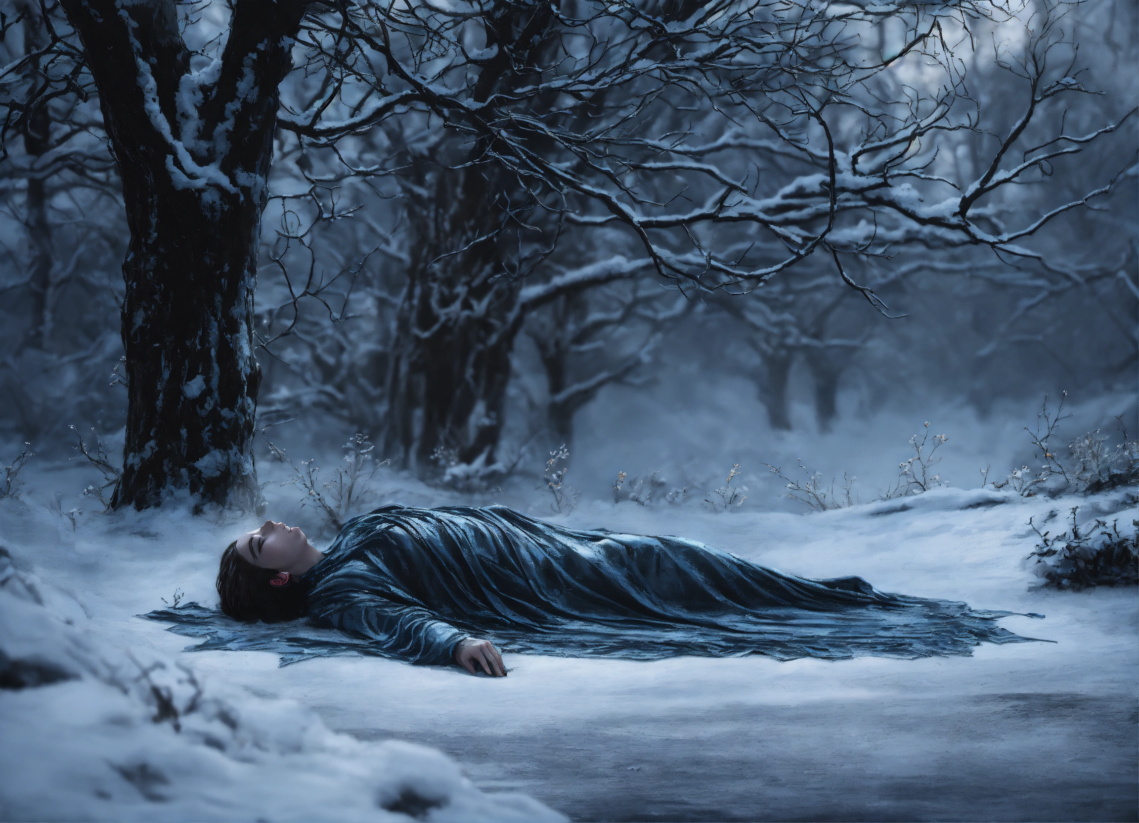 Lexica - Shroud of frost, freezed shroud over a dead body, intricate ...