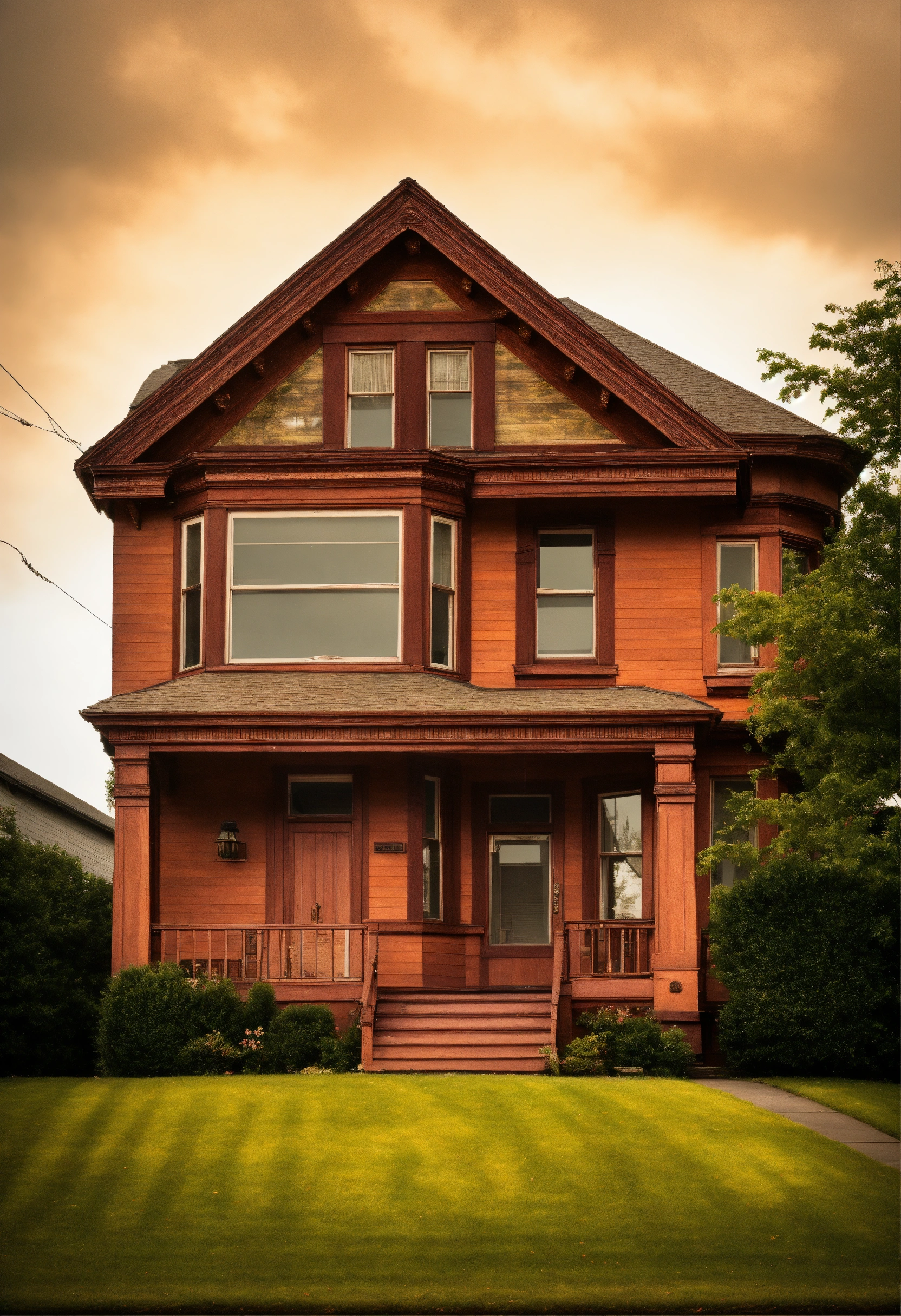Lexica - A cleveland house, bay window, gable roof, v turn of the century