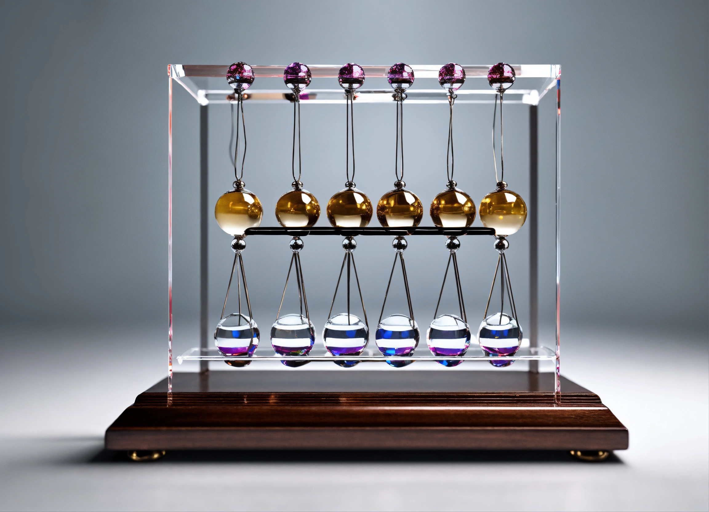 Lexica - Newtons cradle, five crystal clear transparent bouncing balls ...