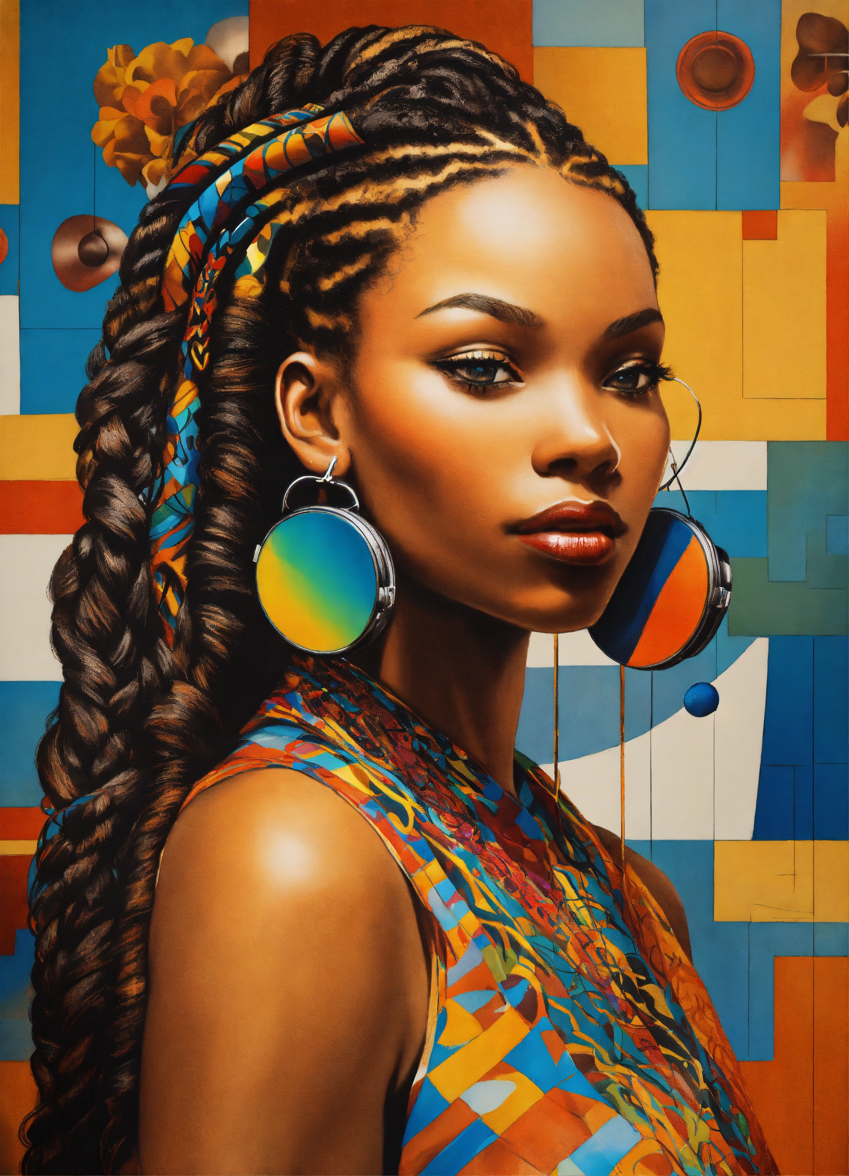 Lexica - A beautiful woman with braided hair and music notes, an ...