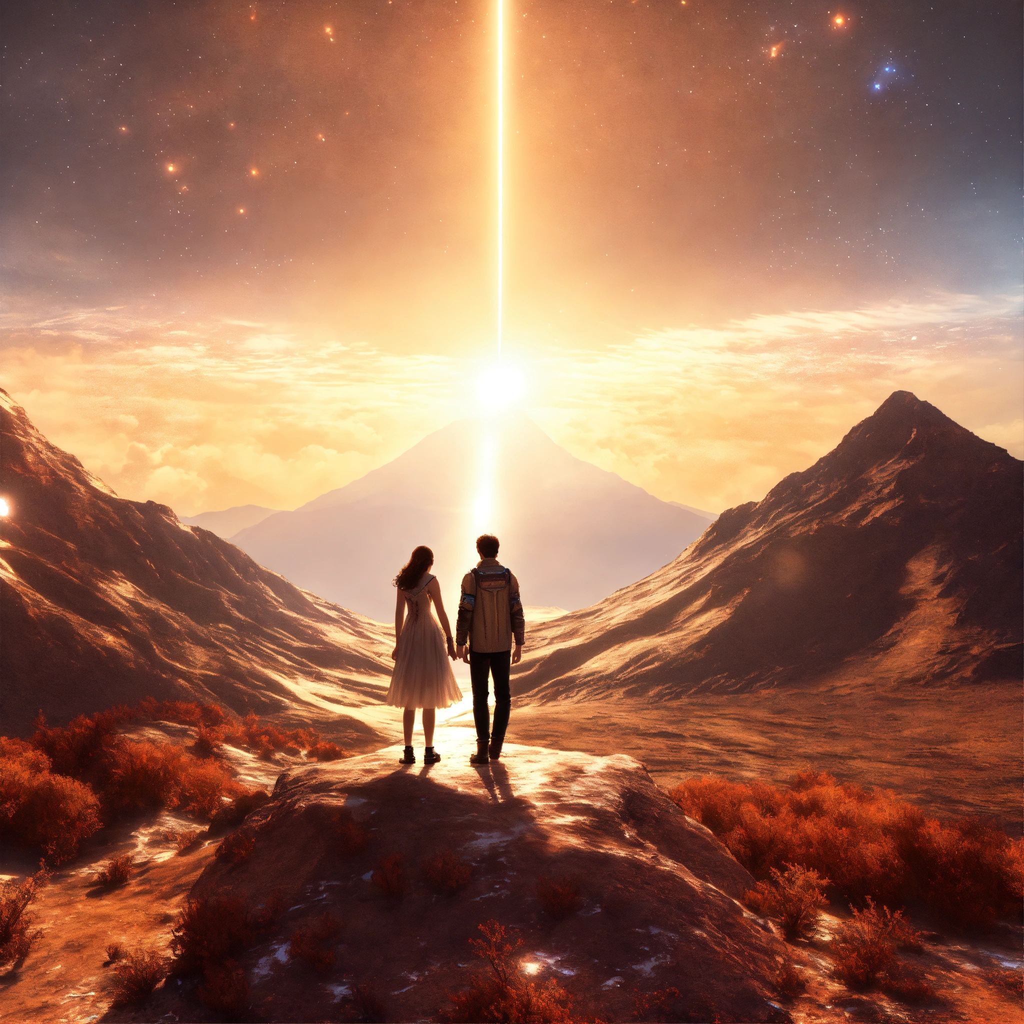 Lexica - Ethereal man angel and young ethereal woman angel, mountain ...