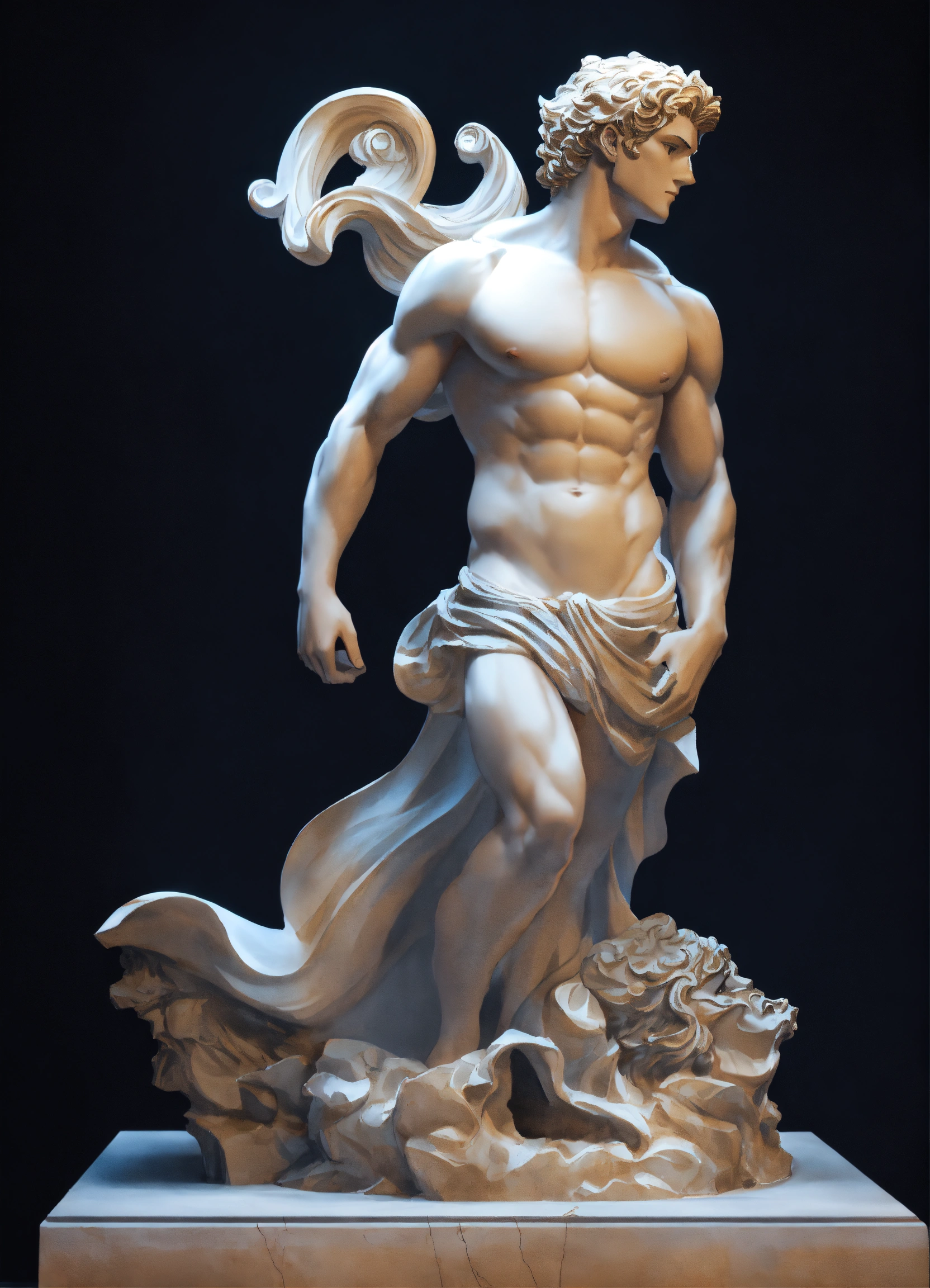 Lexica - A Statue from a muscular Greek god Statue with a wavey middel ...