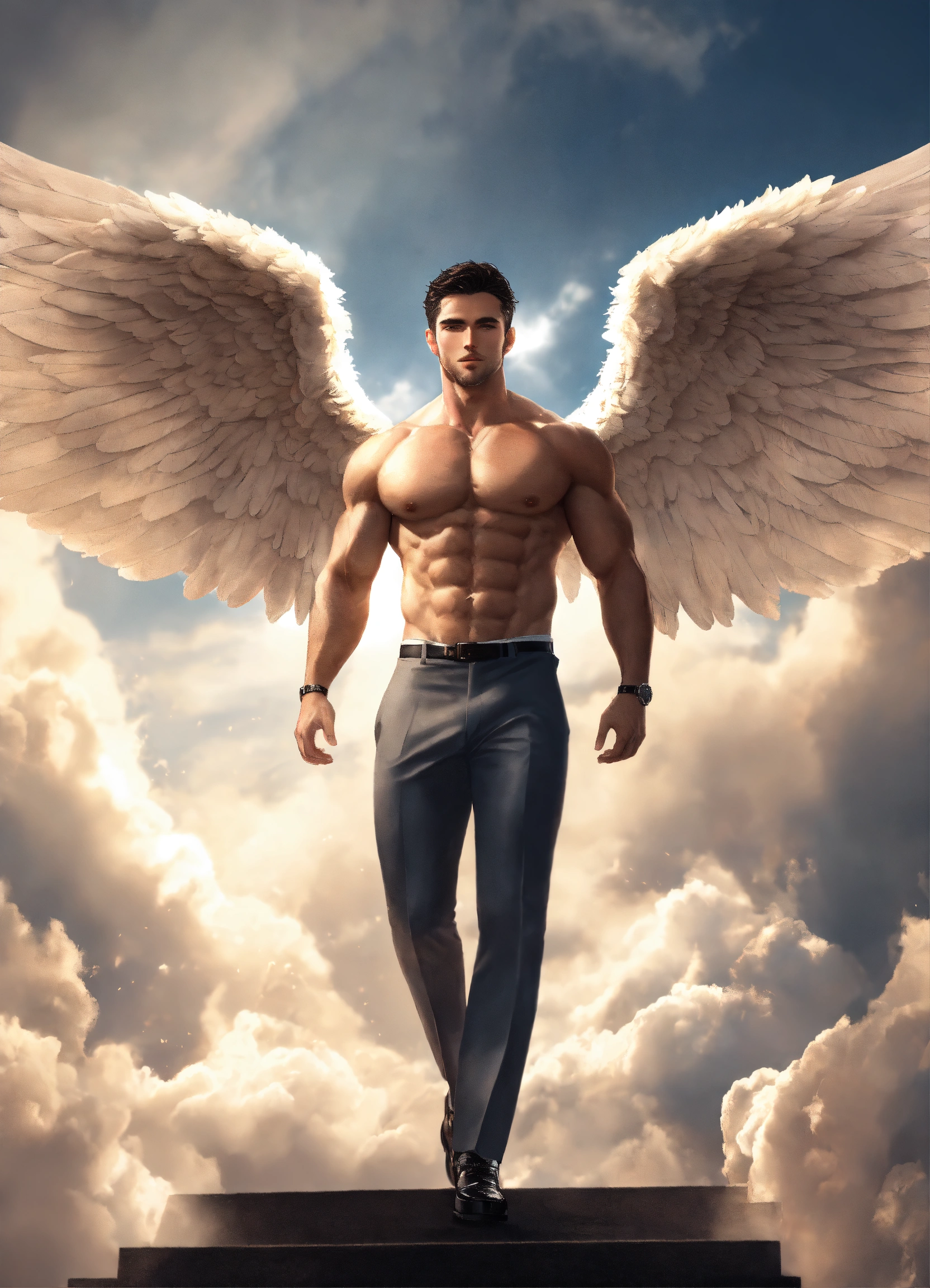 Lexica - A strong handsome white male angel god, a handsome god with ...