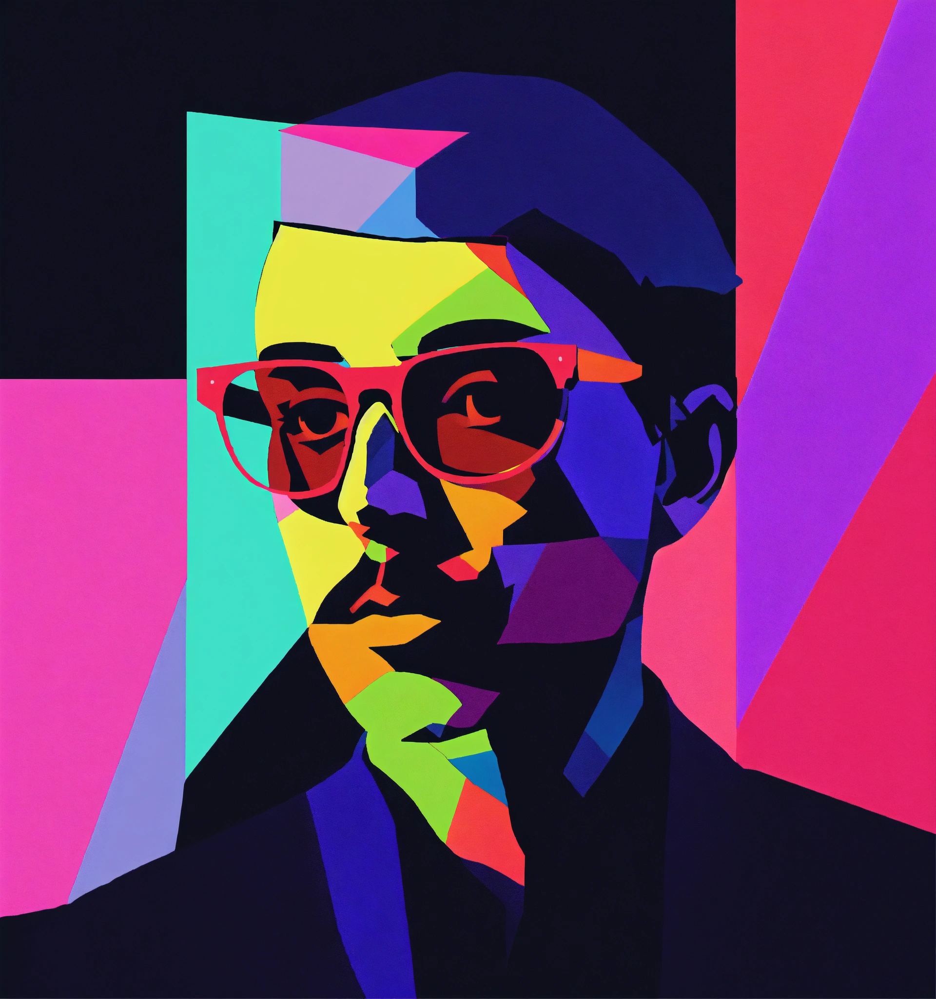 Lexica - Simplified abstract illustration of close up portrait of pop ...