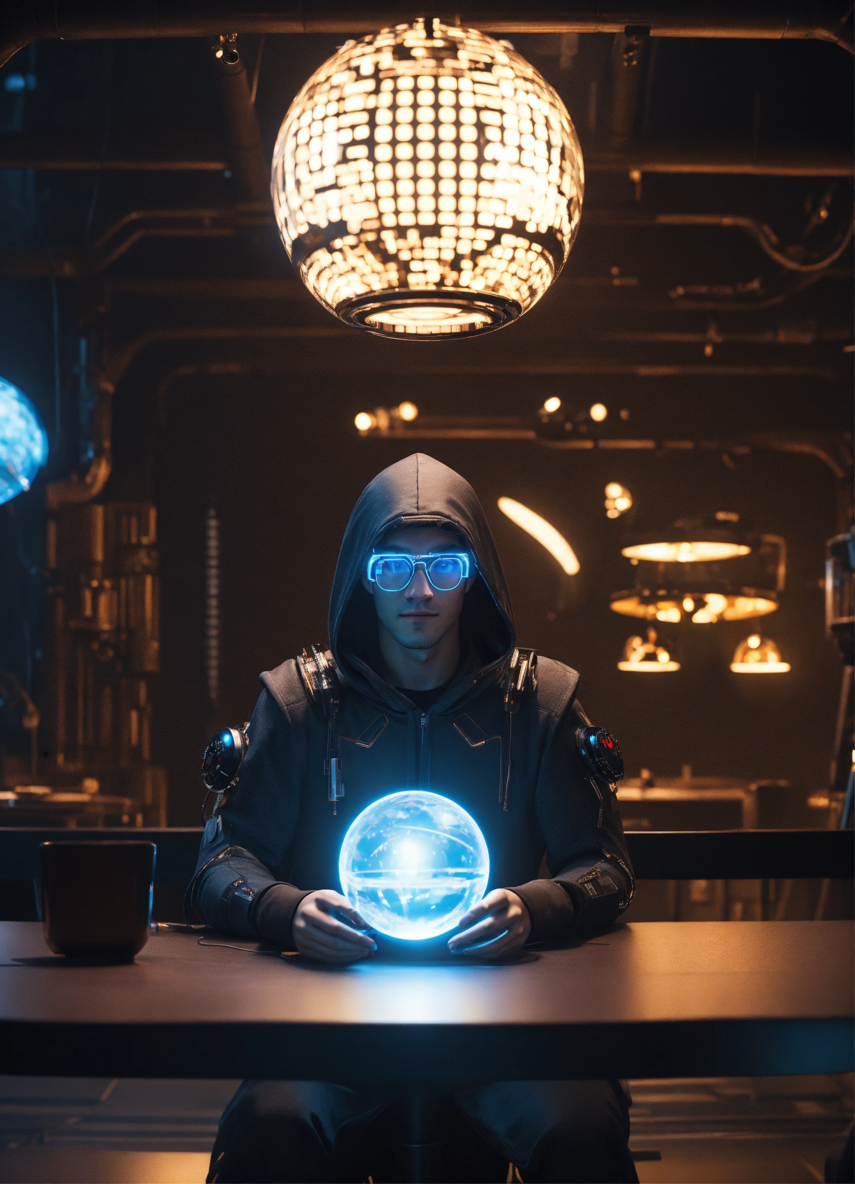 Lexica - Nerdy 25 year old male cyborg hacker wearing futuristic ...