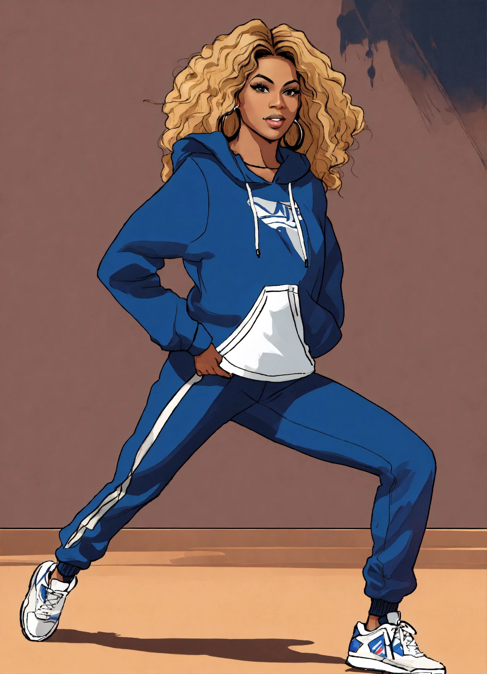 Lexica - Handsome cartooned Beyonce with a dressed in Reebok hoodie ...