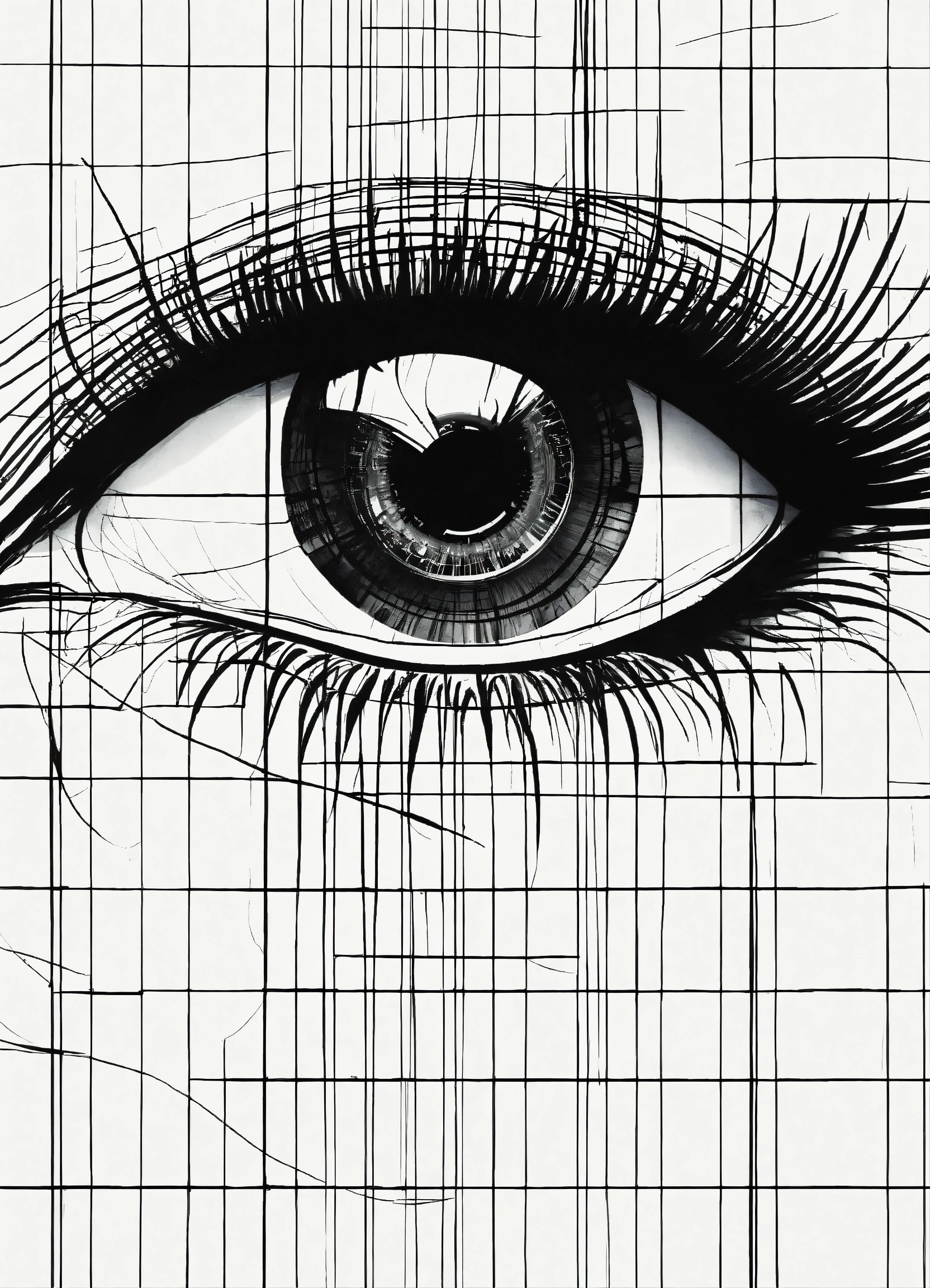 Lexica - Create a sketch of the abstract eye silhouette, black, single ...