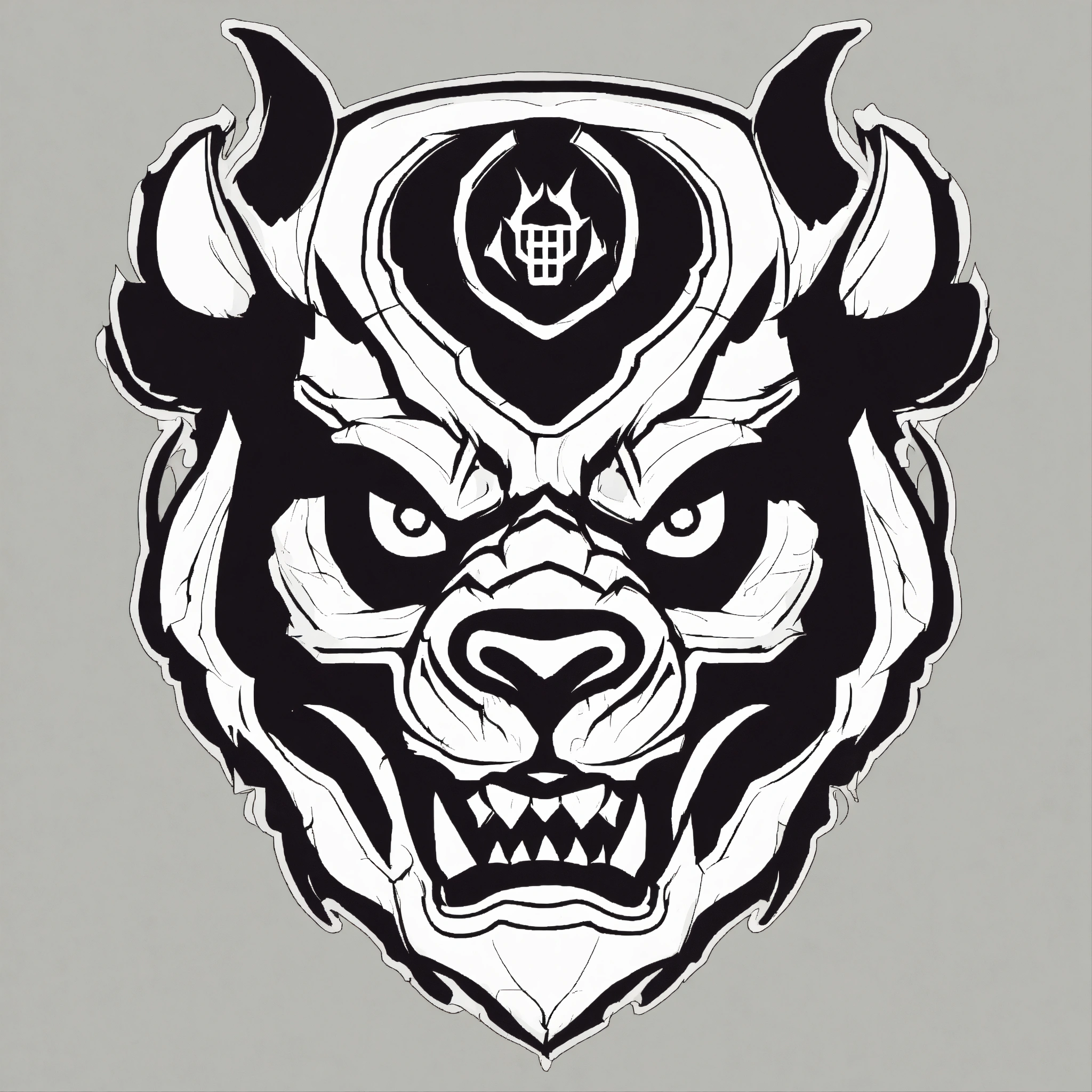 Lexica - Oni demon panda headshot, very simple, clipart, logo, black ...