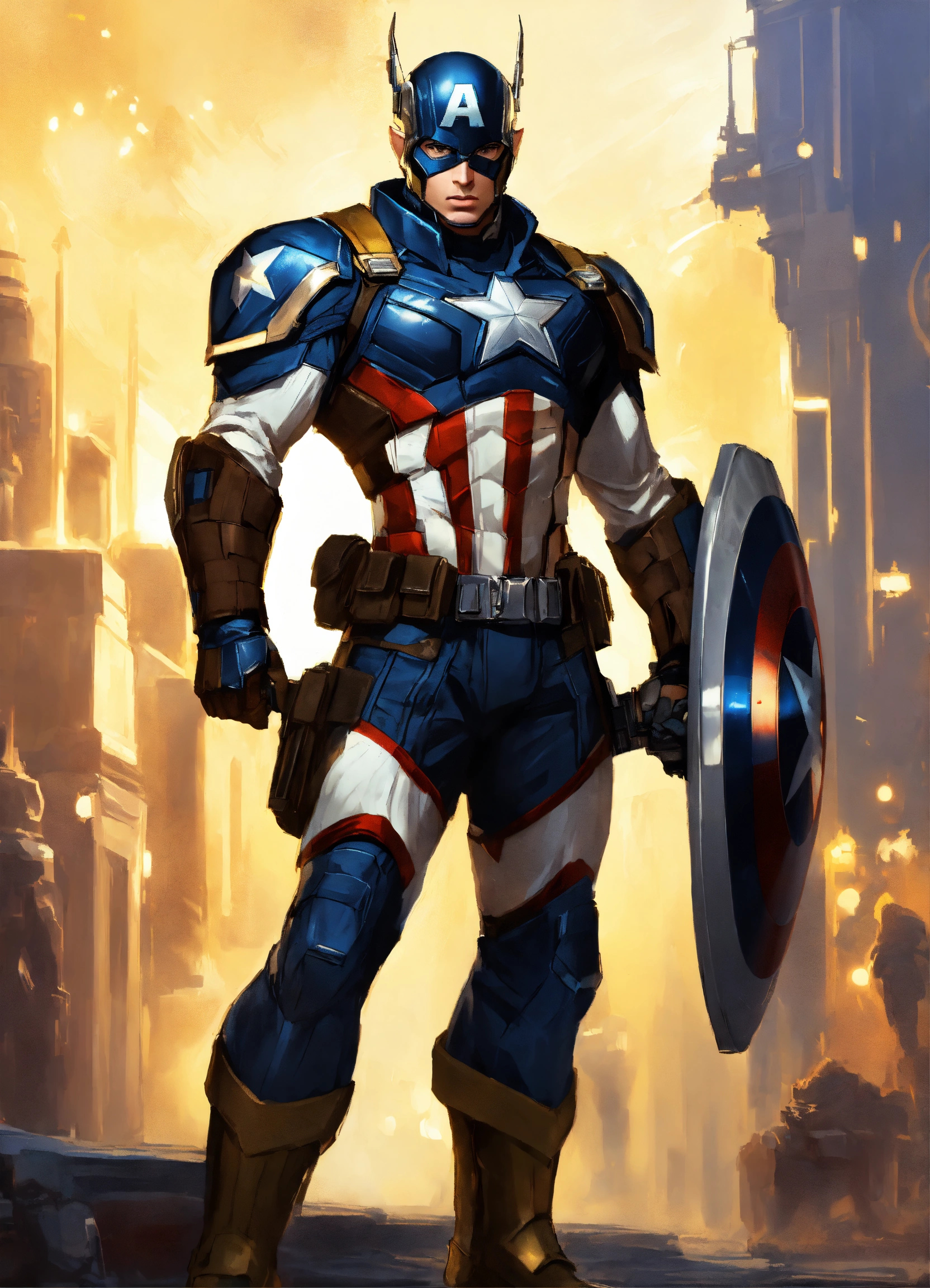 Lexica - Full body high elf sci fi captain america wearing heavy sci fi ...