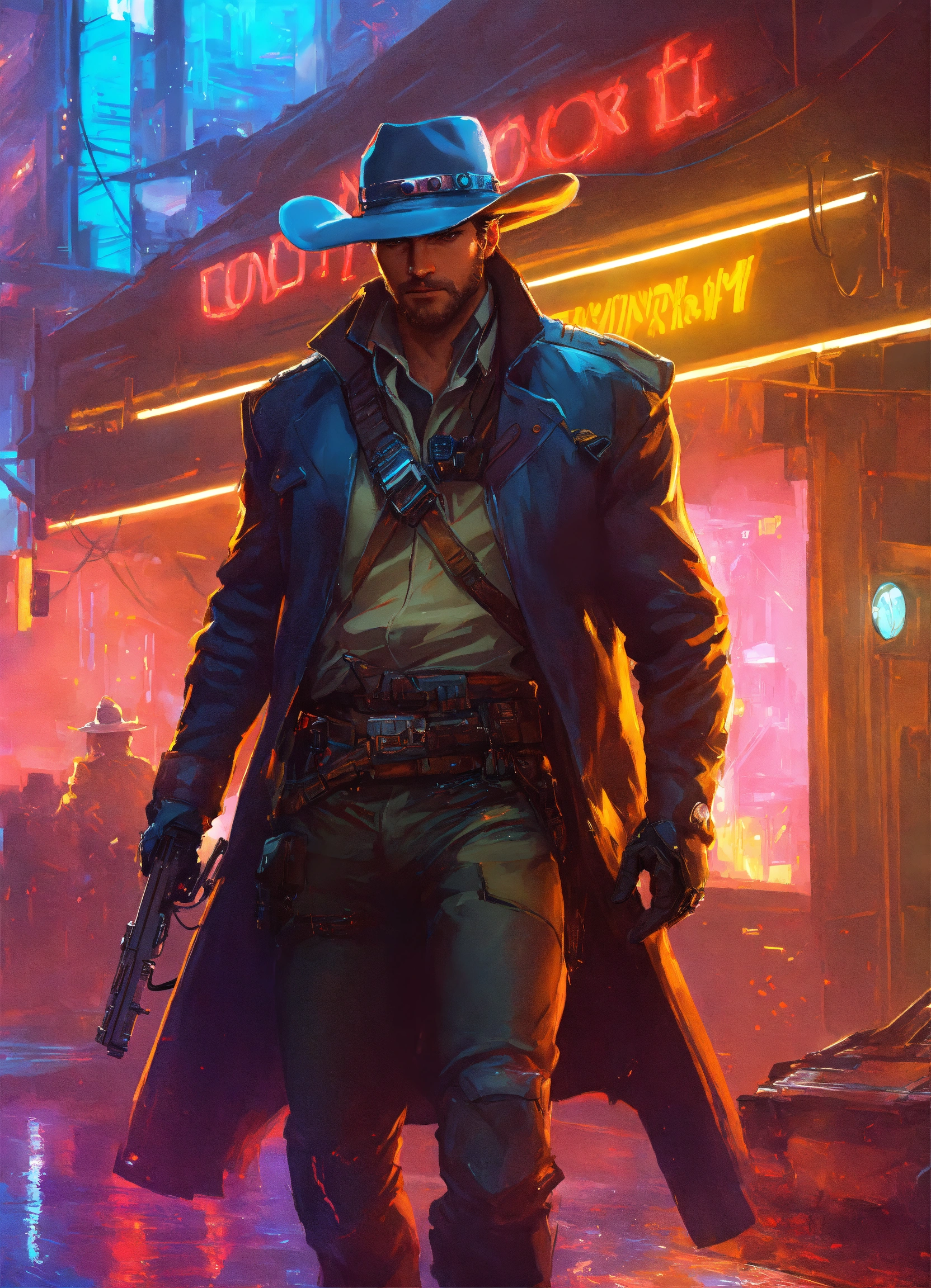 Lexica - Sci-fi cowboy, , the scene is set in a futuristic cyberpunk ...