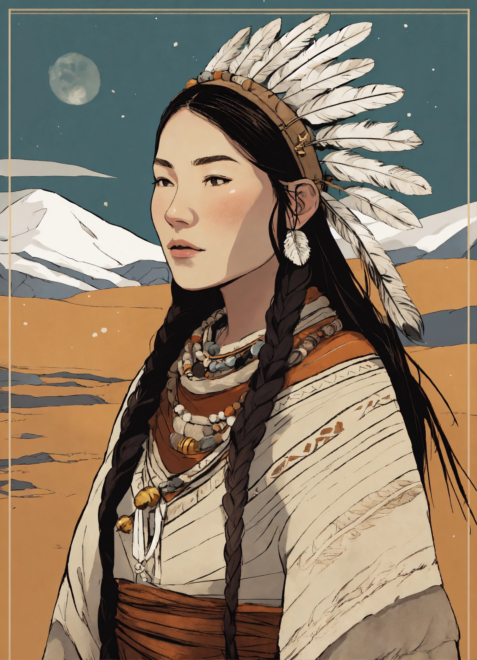 Lexica - Illustration of an inuit woman, young, 18 years old, beautiful ...