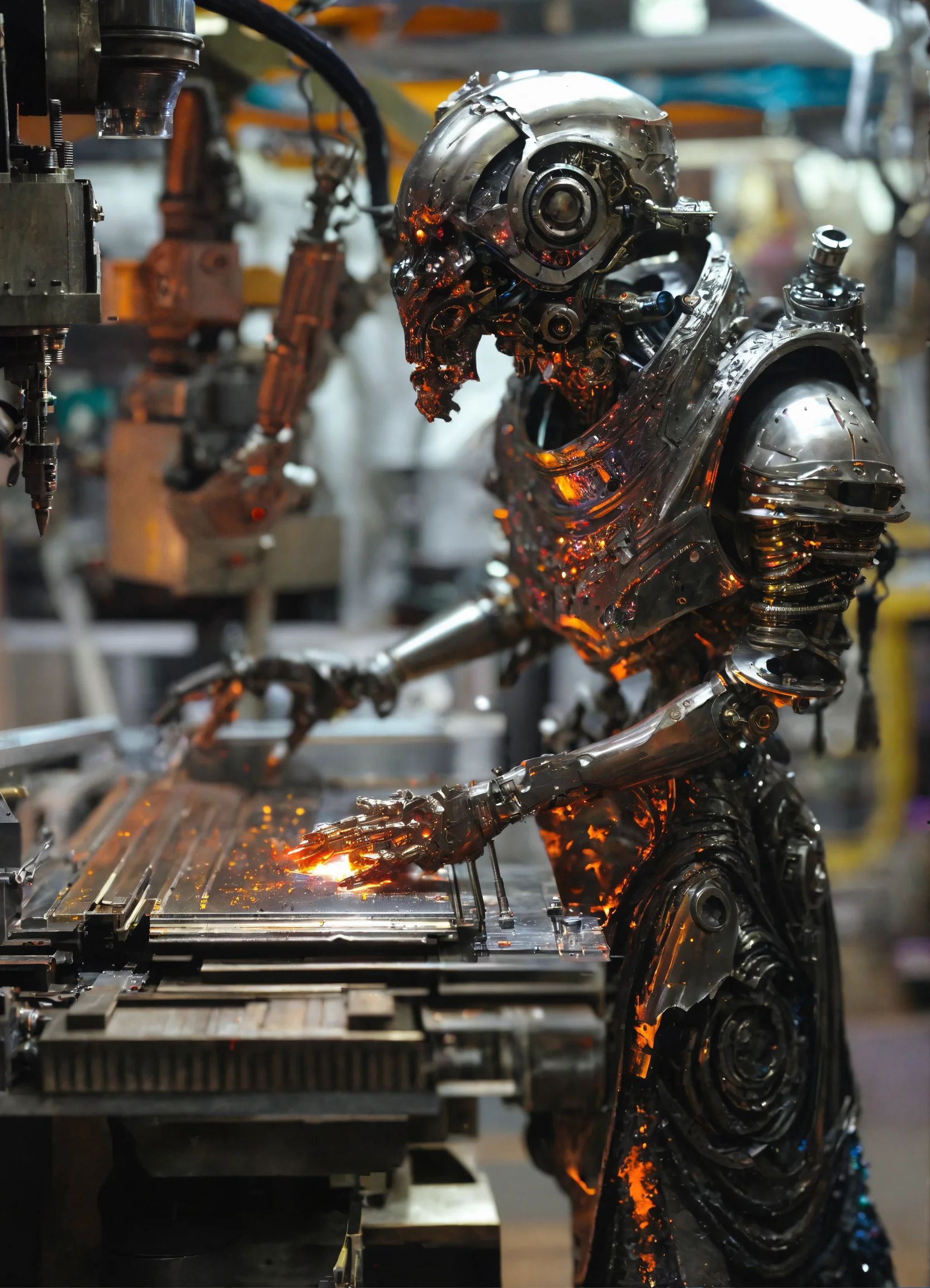 Lexica - Imagine a cosmic void warlock milling on CNC machine titanium.