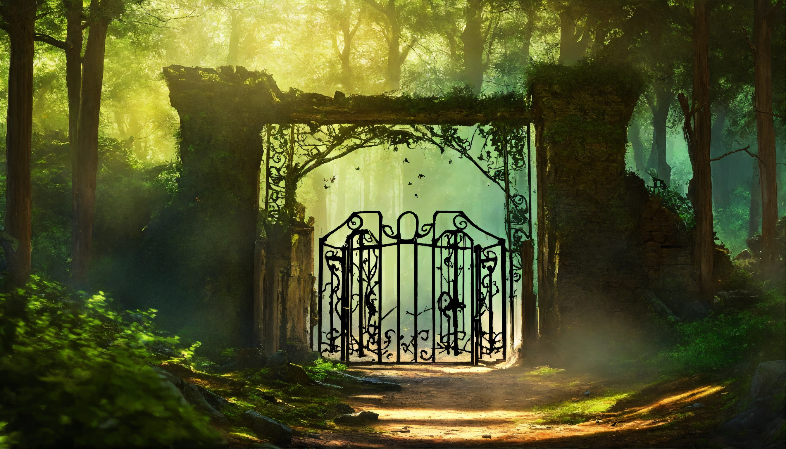 Lexica - Fantasy ransacked palisade gate with structural damage in a ...