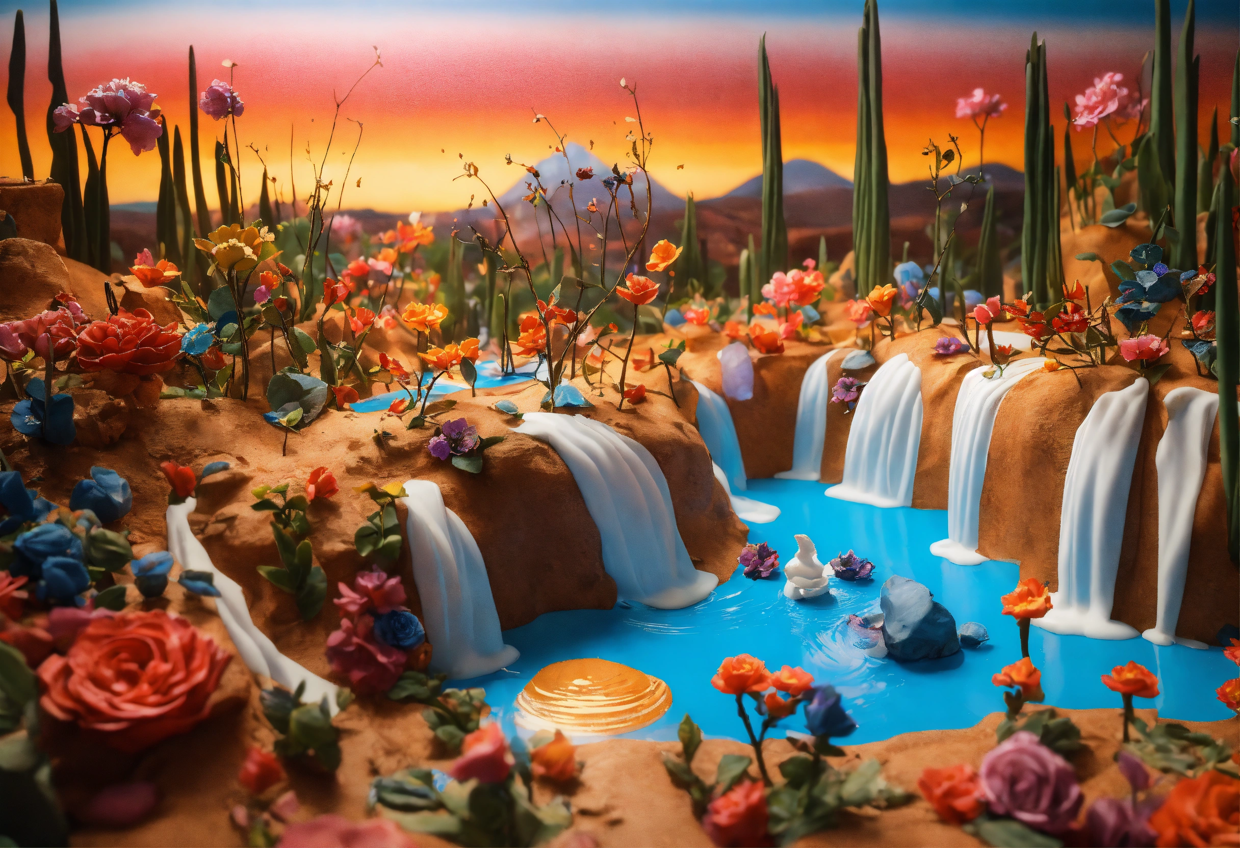 Lexica - Hand-made artwork 3D, modeling clay, wide view shot, floral ...