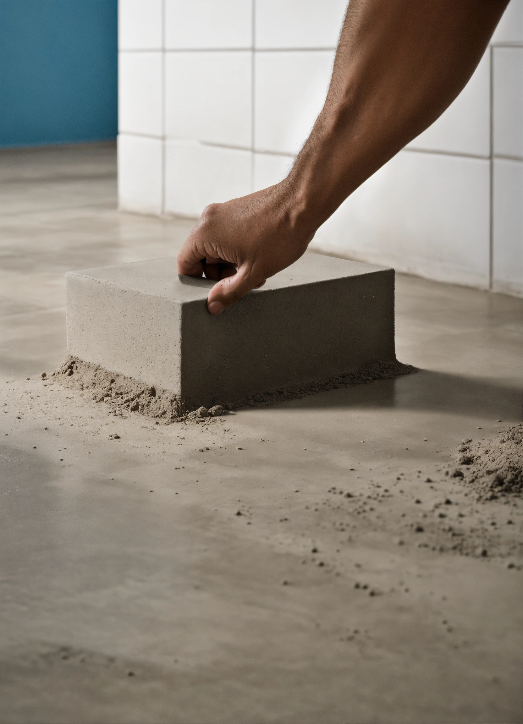 Lexica - Person working on microcement floor application, detail of ...