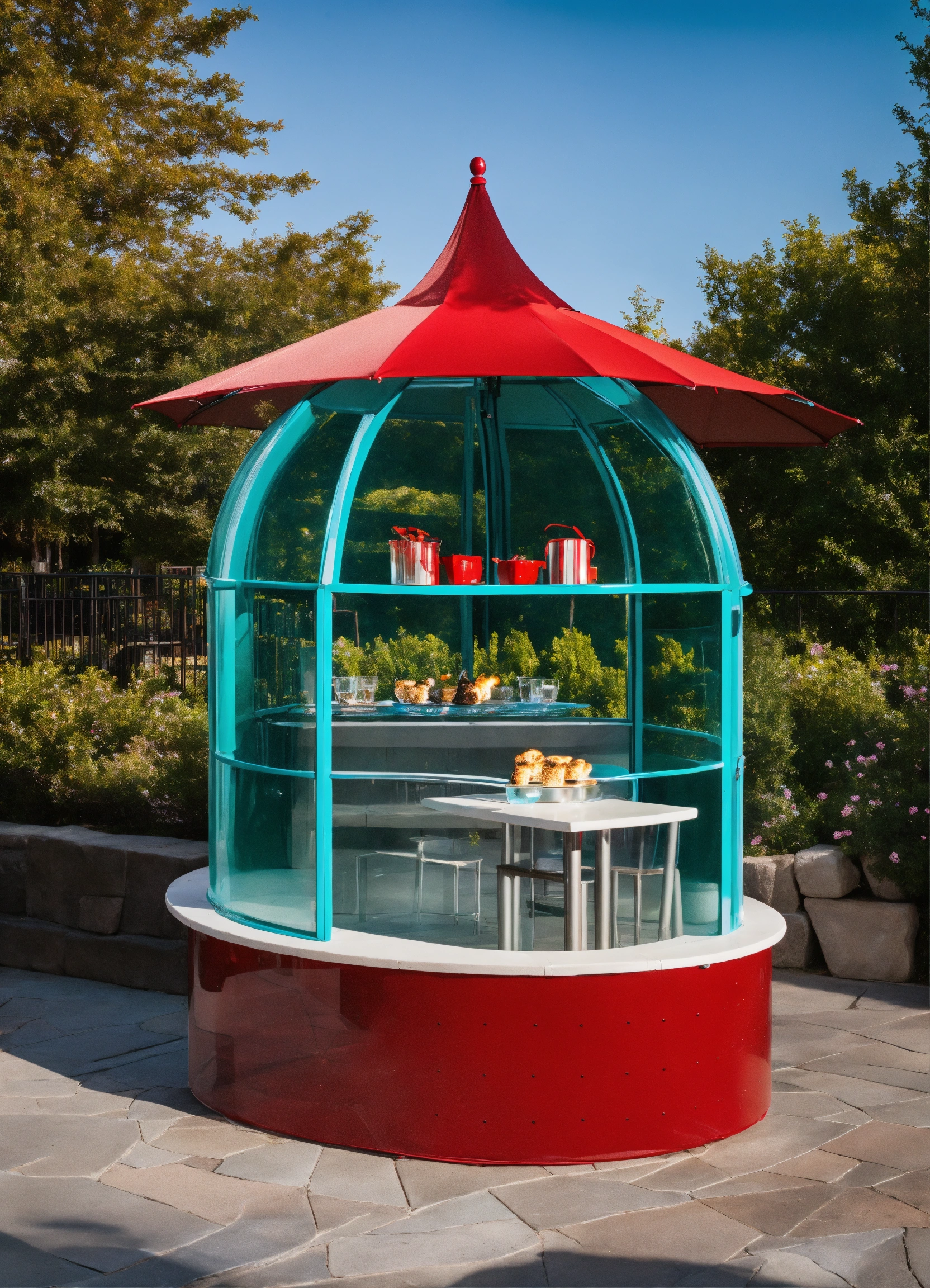 Lexica - Elegant teal glass igloo booth to sell smores outside a ...