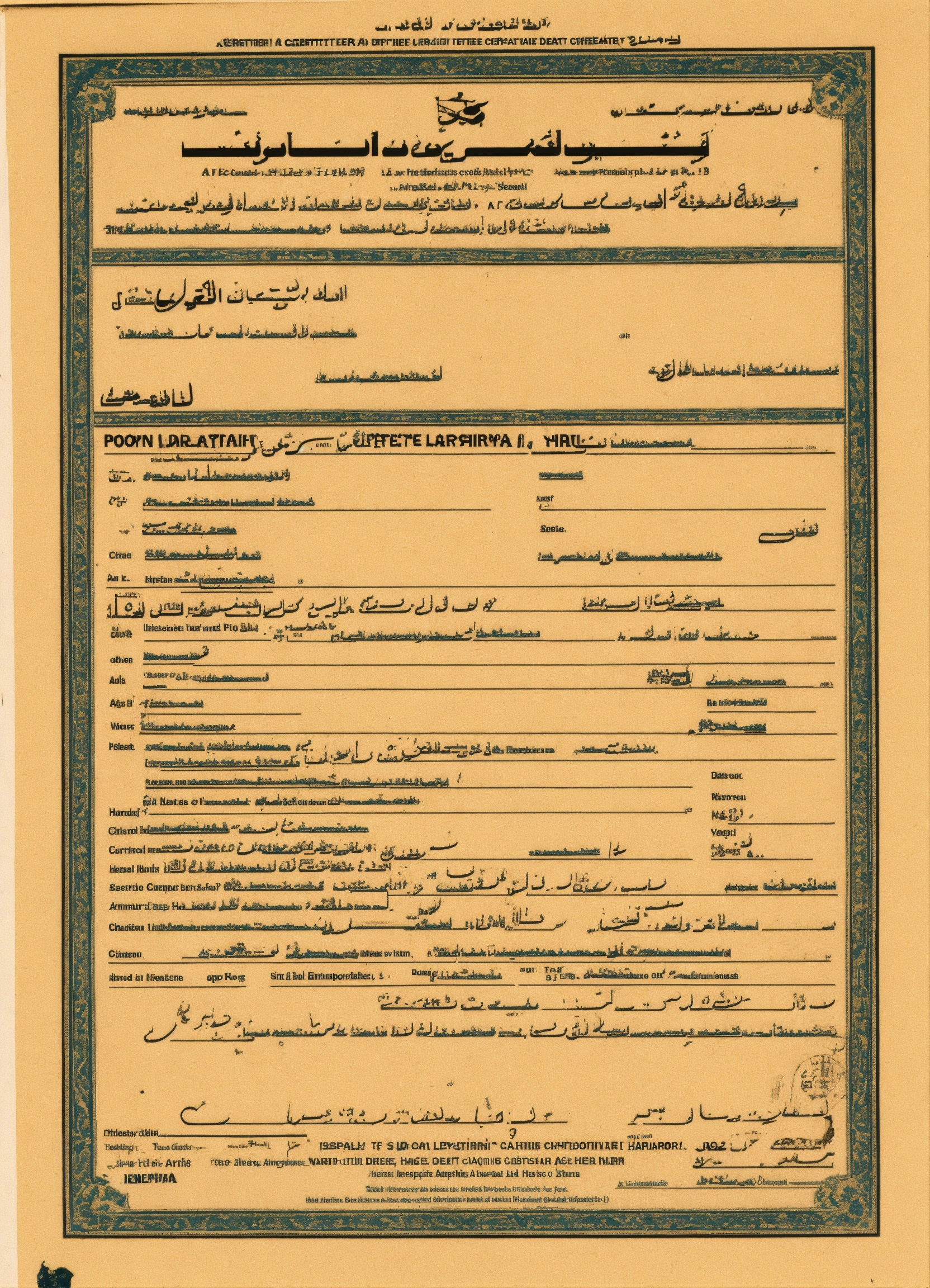 Lexica - A modern death certificate from a hospital in Aegypt