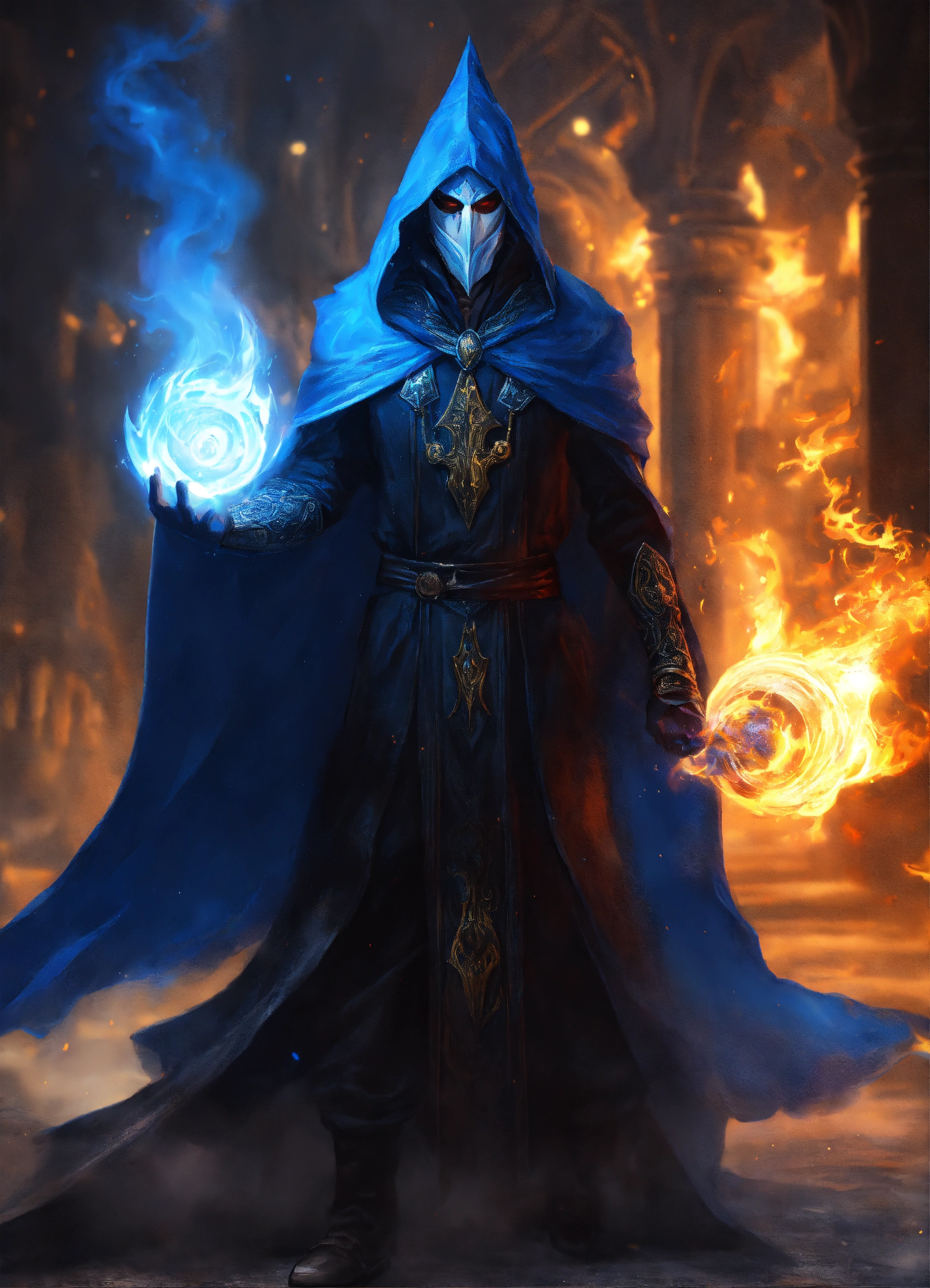 Lexica - White-masked man wearing black robes, evil wizard, fantasy ...