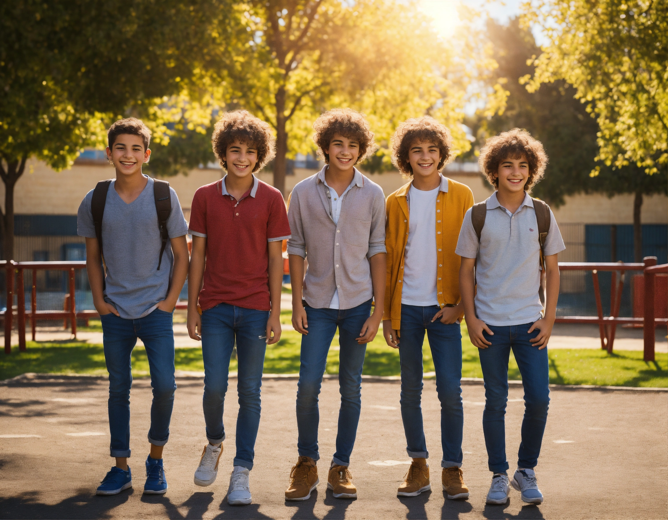 Lexica - A realistic photograph of a group of five different spaniard ...