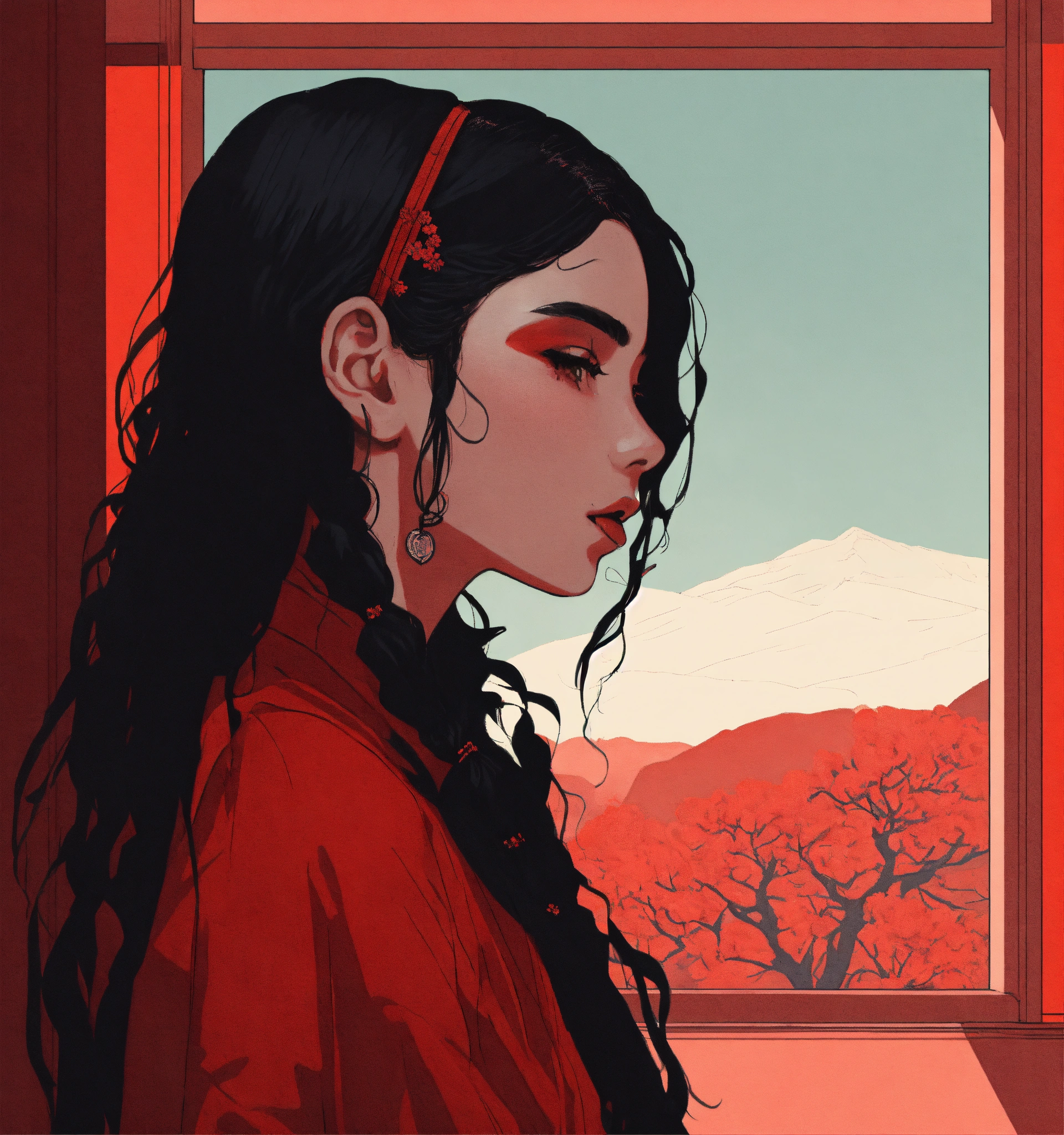 Lexica - Minimalist flat illustration of a young latina goth girl ...