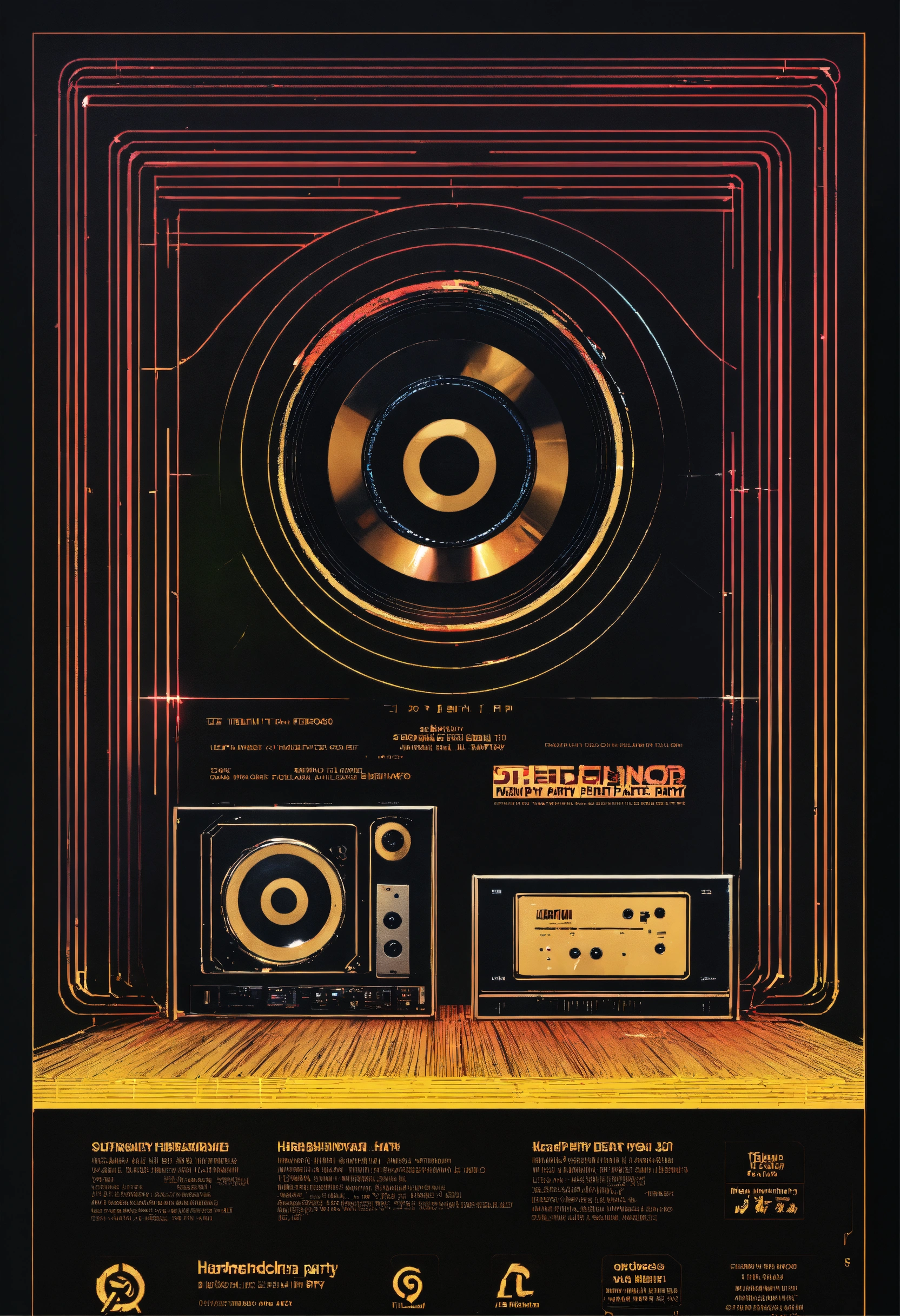 Lexica - Hardtechno party poster with 3 flowing subwoofers and deep ...