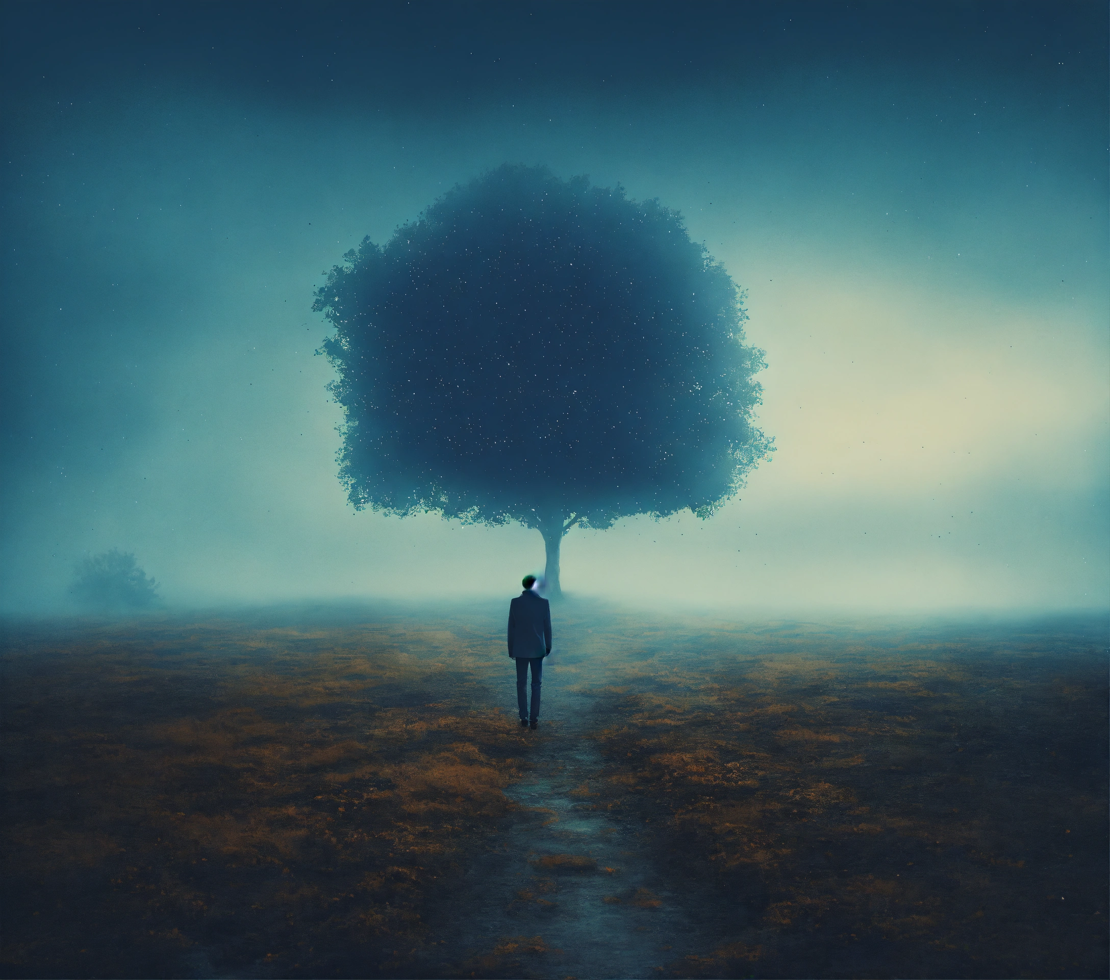 Lexica - Empty void, grainy, misty, sad, blue, surreal, art