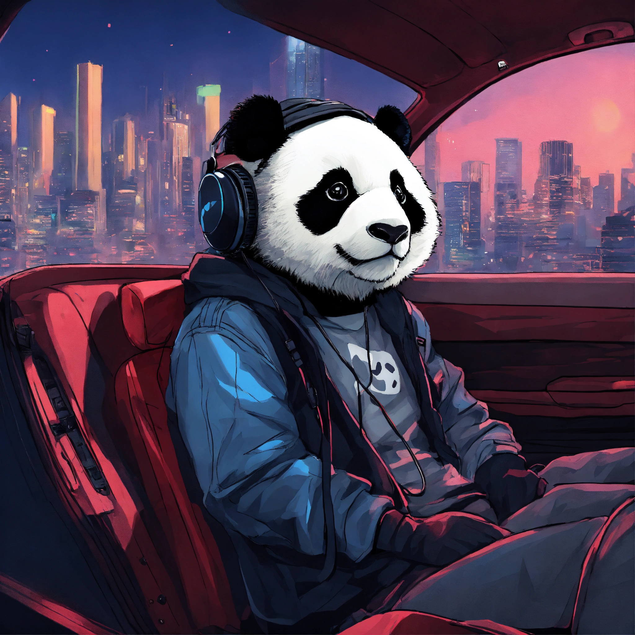 Lexica - 2D drawing of a panda with flow. wear a baseball cap. This one ...