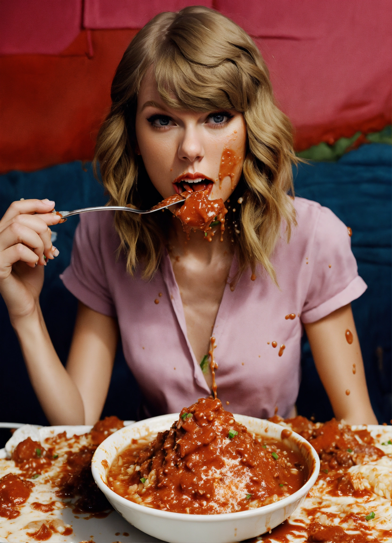 Lexica - Photo realistic shot of taylor swift eating a disgusting pile ...