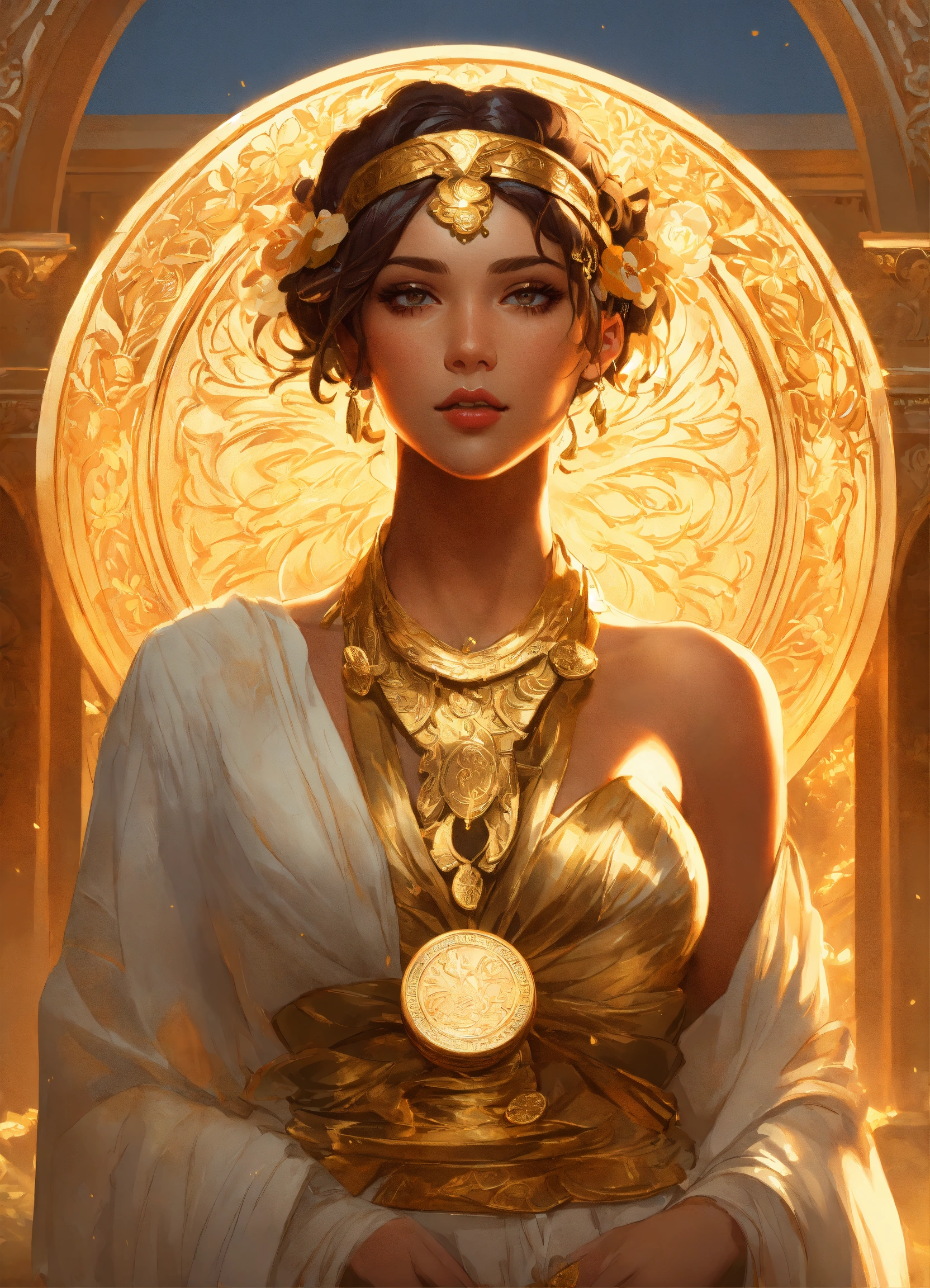 Lexica - Portrait of beautiful greek goddess, wearing an ornate toga ...