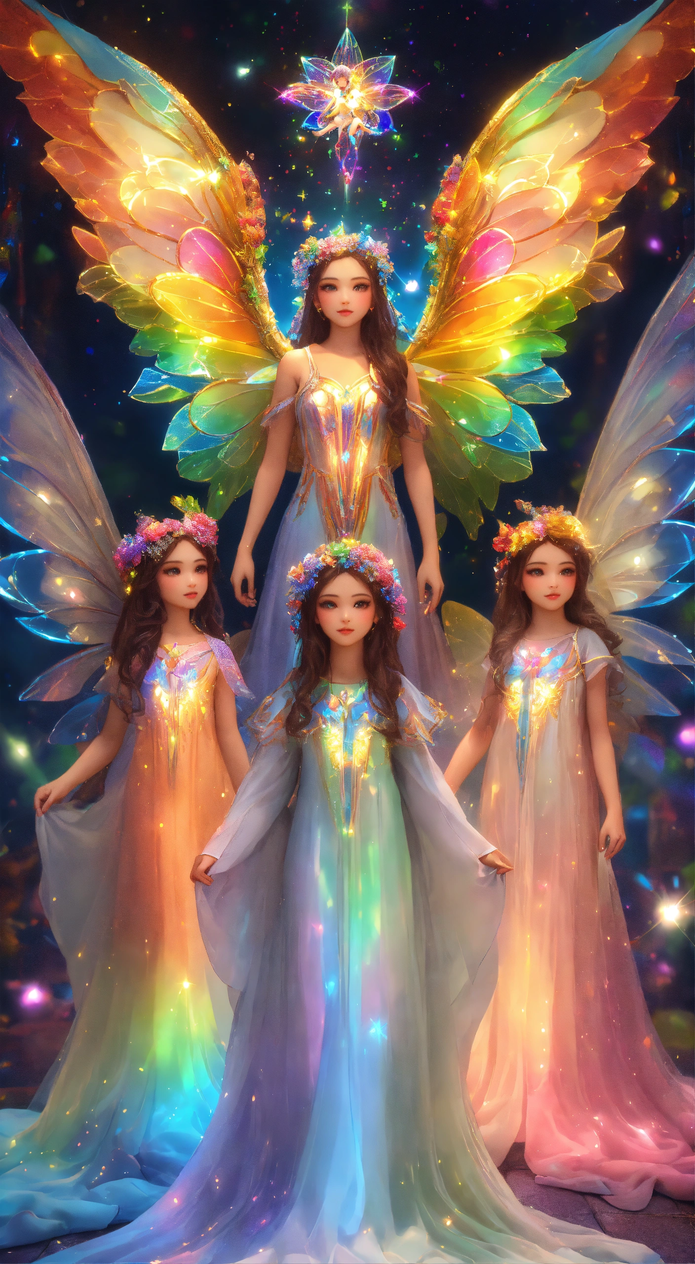 Lexica - 7 hyper-detailed holographic fairies together with detailed ...