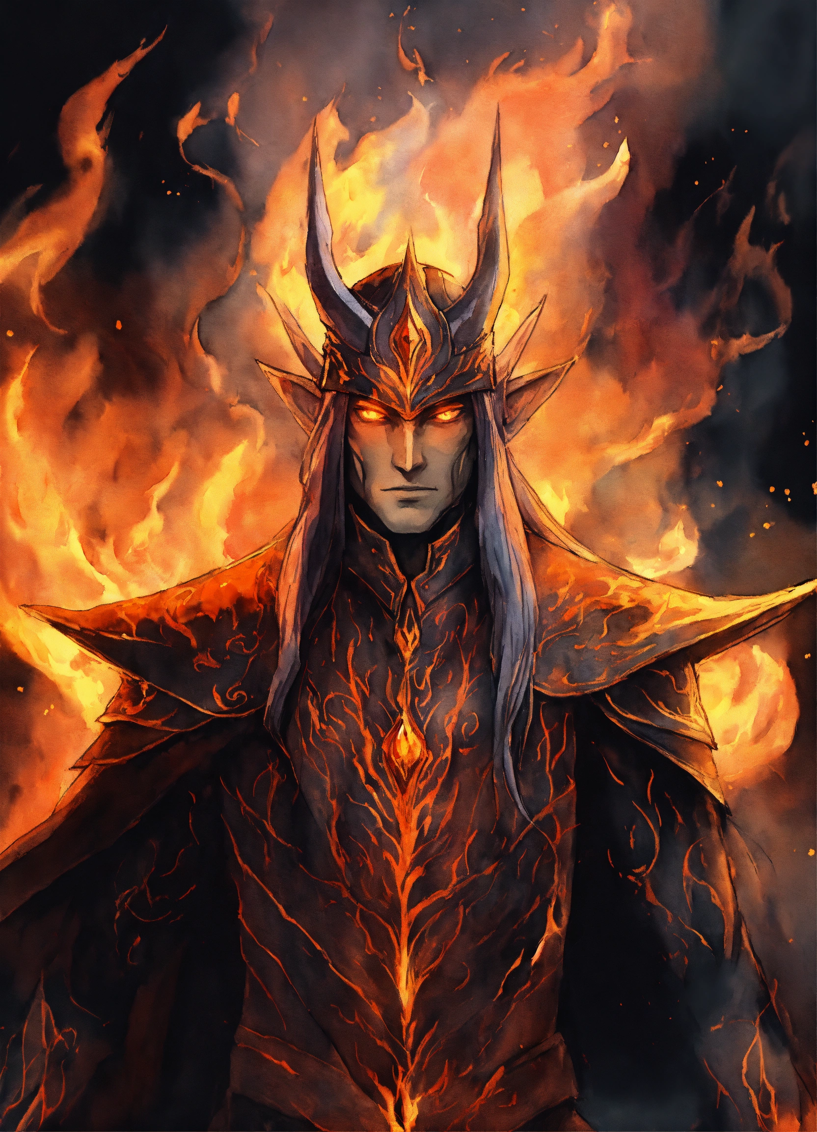 Lexica - Sauron from LOTR in his elven form in flames and smoke in ...
