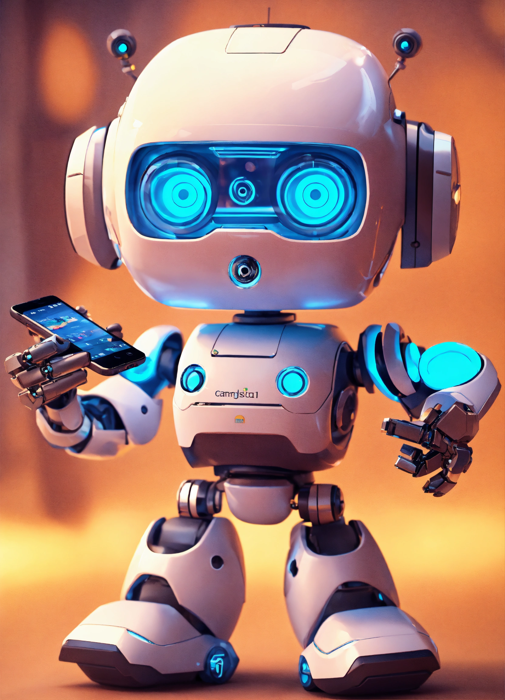 Lexica - Robot holding smartphone with both handst, cute 3d render ...